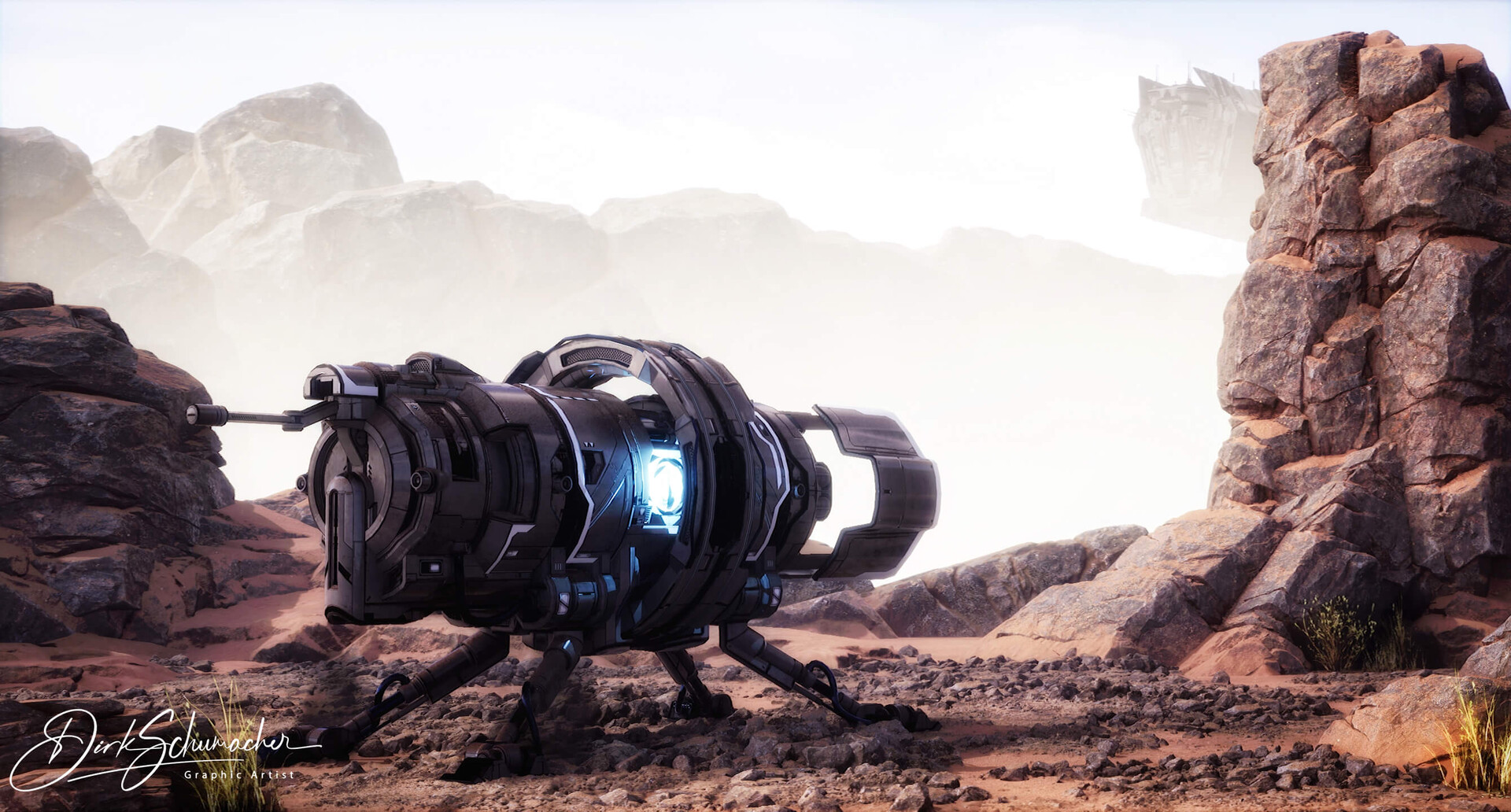 ArtStation - X4 - Mining Drone on Landscape