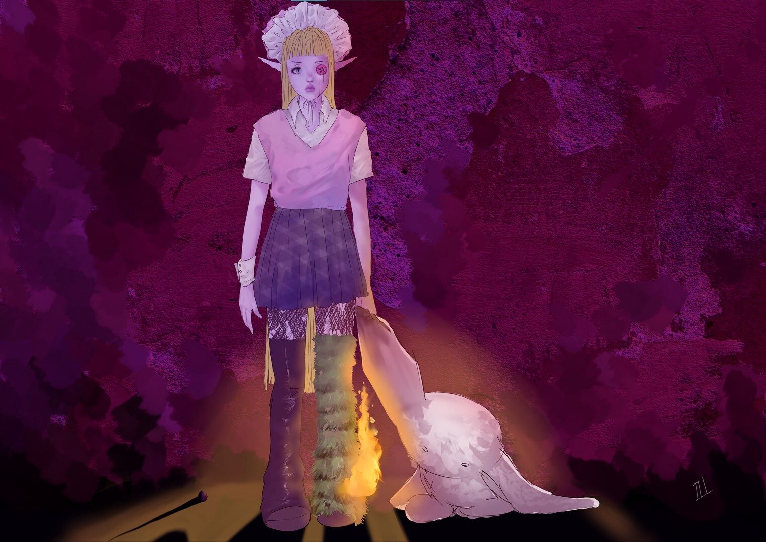 ArtStation - Girl on fire concept