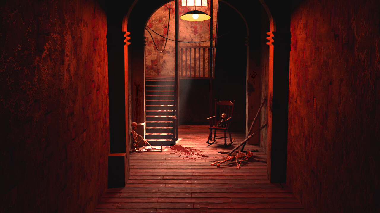 ArtStation - Hunted house hall lighting