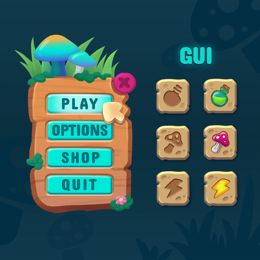 ArtStation - Casual game project MASHROOM GLADE | SHOP & GUI
