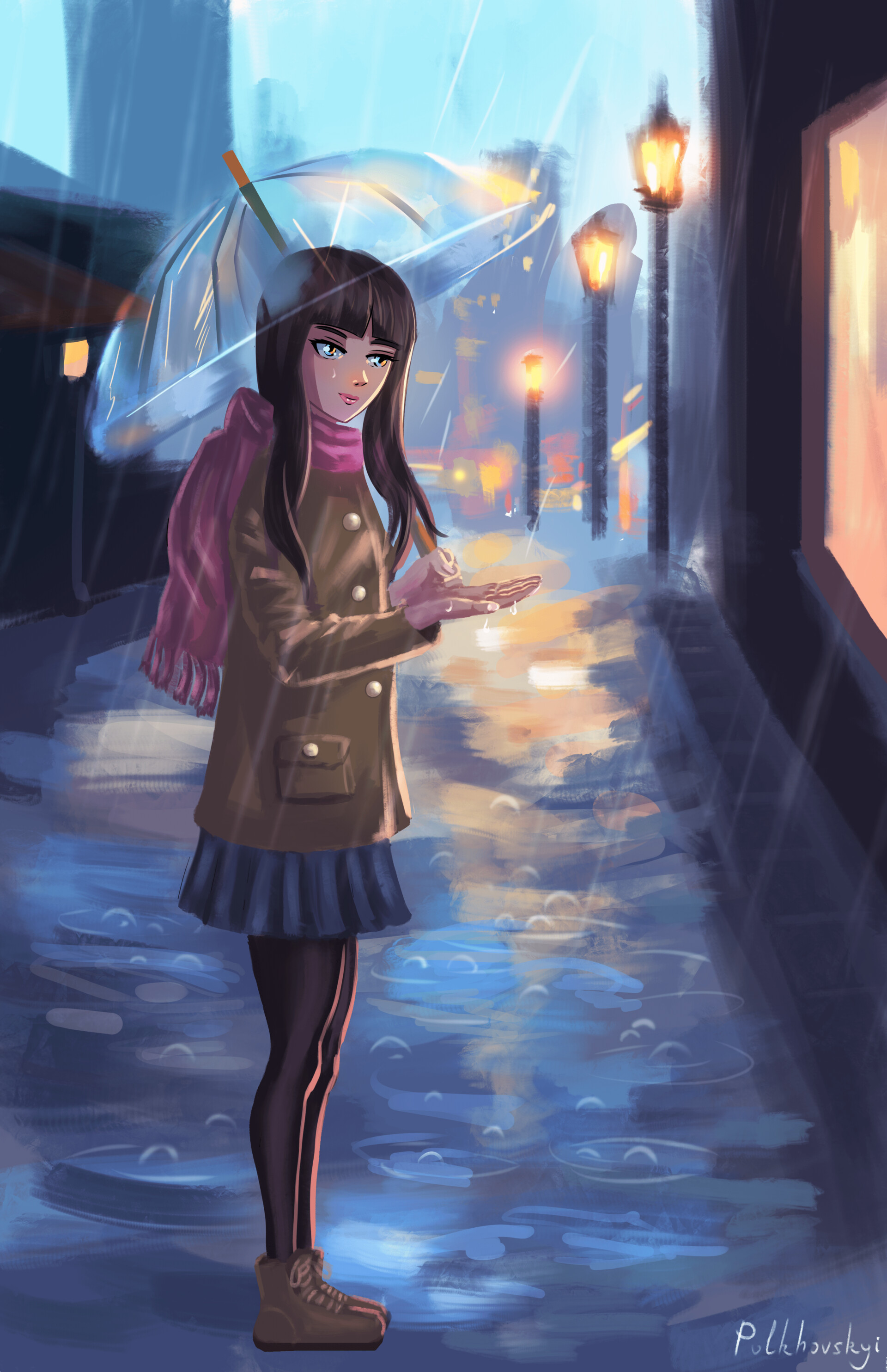 ArtStation - Anime illustration "Rainy day"