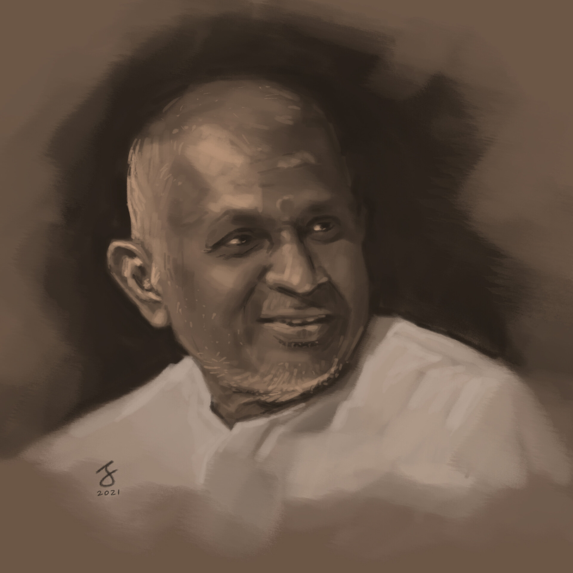 ArtStation - ILAYARAJA - Tamil Music Composer - Digital Painting - Krita