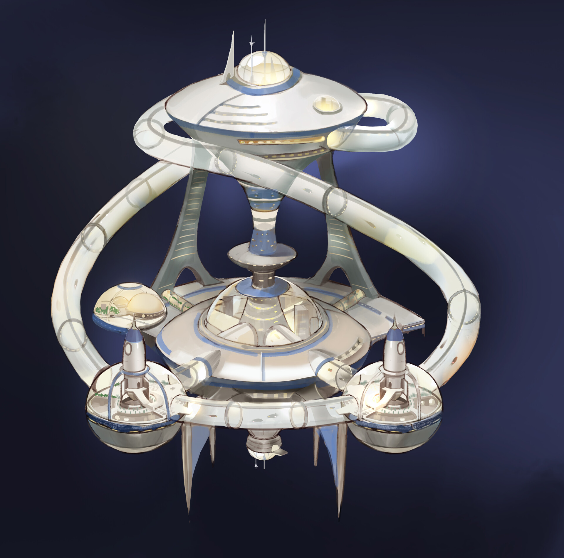 ArtStation - Command hub building design study for the game Space Tales