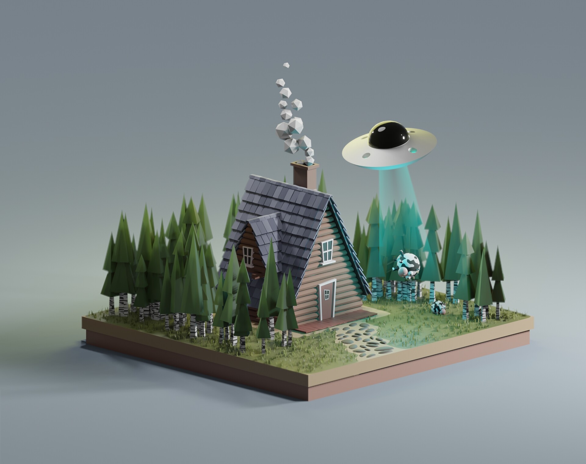 ArtStation - UFO and cows