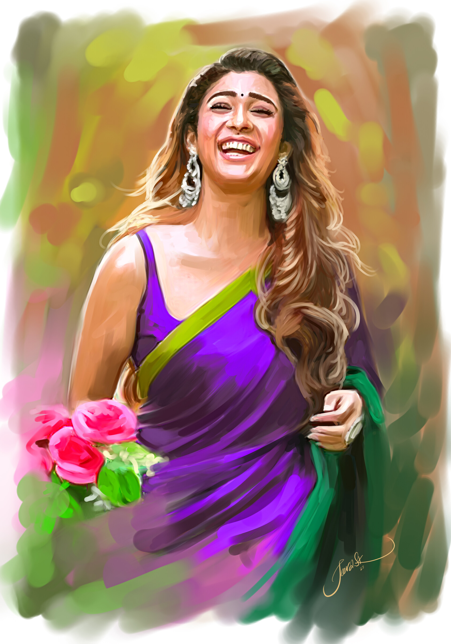 ArtStation - Lady Superstar Nayanthara Painting 2022 #Painting # ...