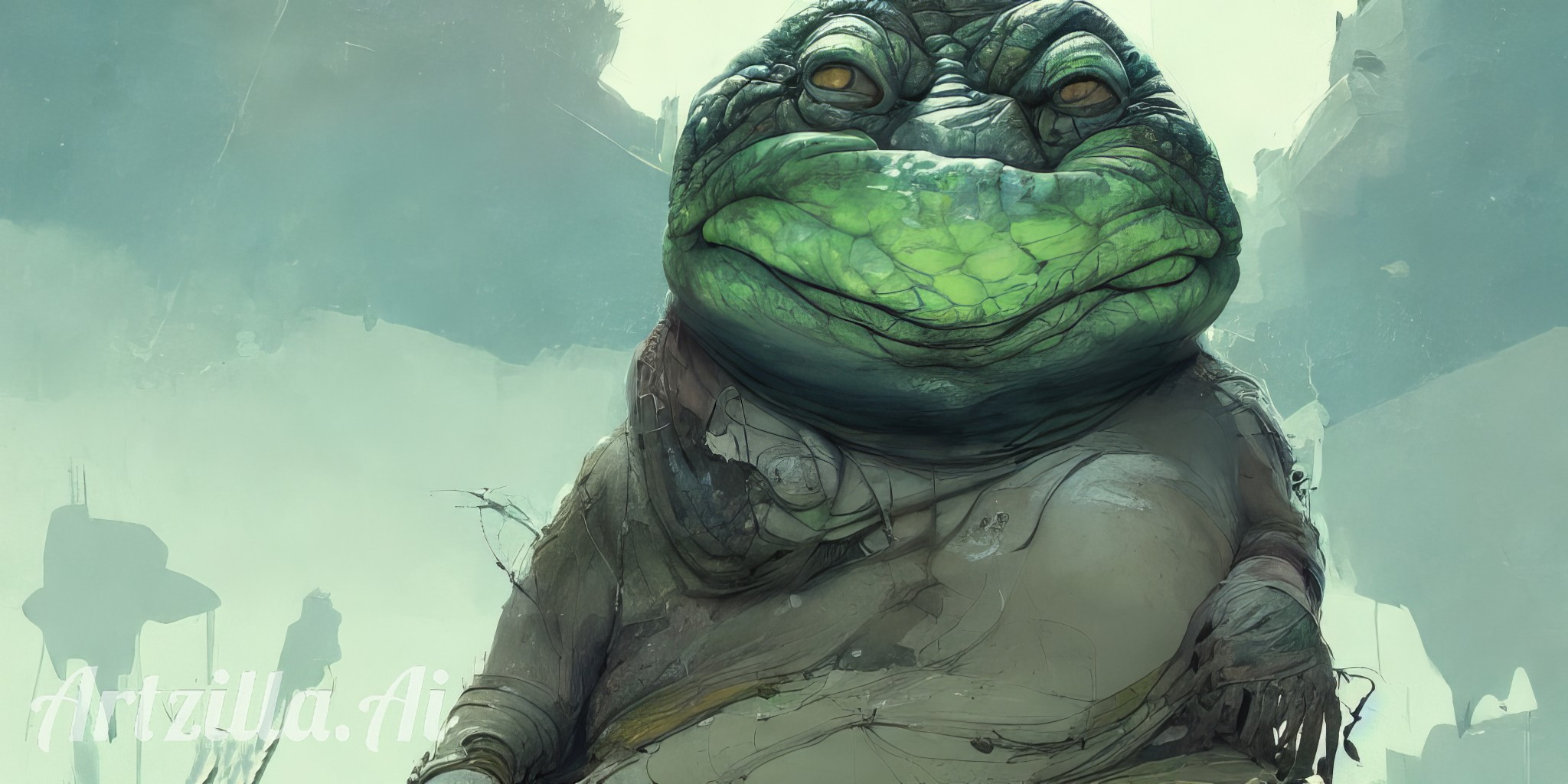 Beautiful Digital AI Art - A Young Jabba The Hutt - Star Wars Character