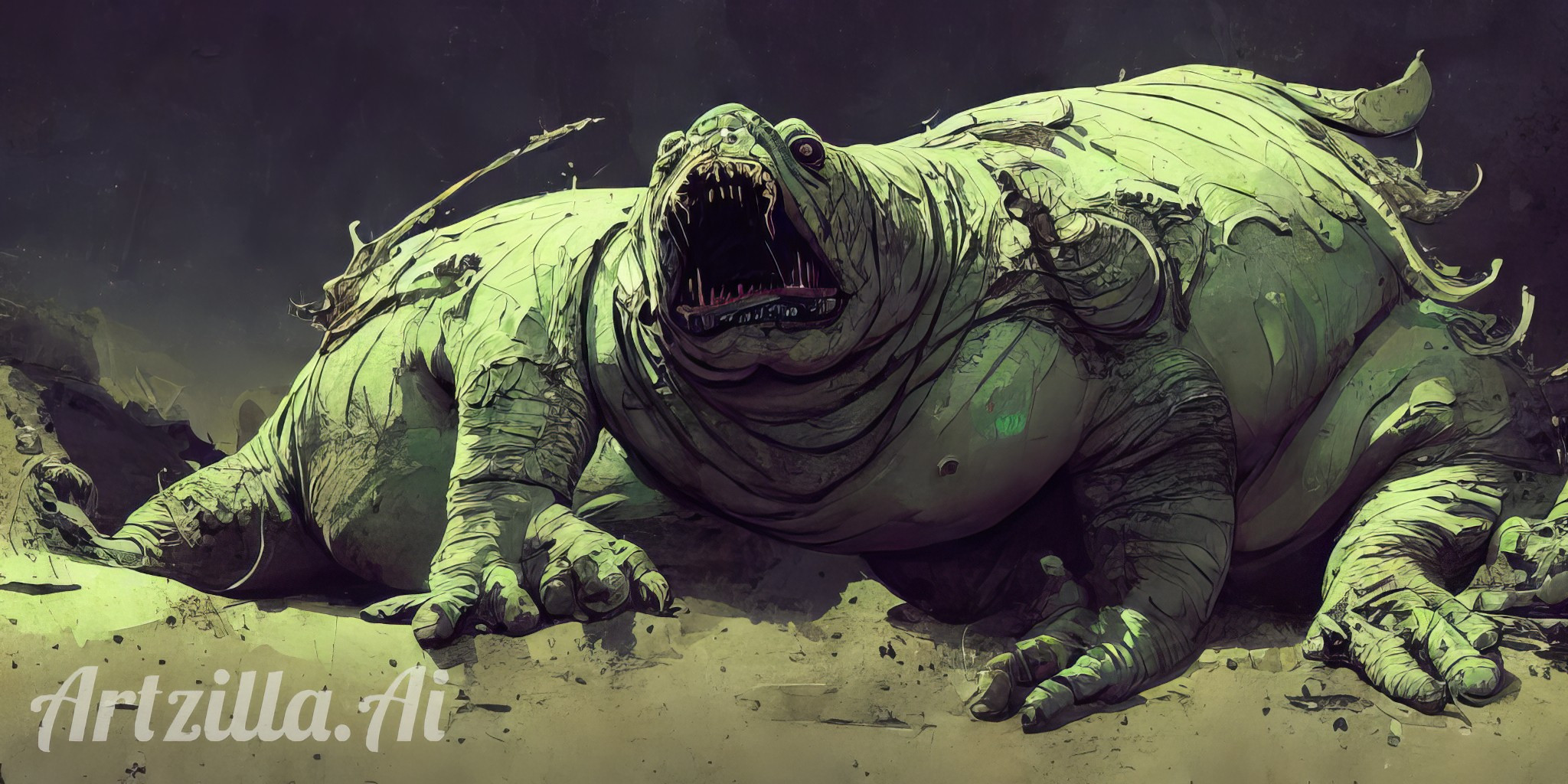 Beautiful Digital AI Art - A Young Jabba The Hutt - Star Wars Character
