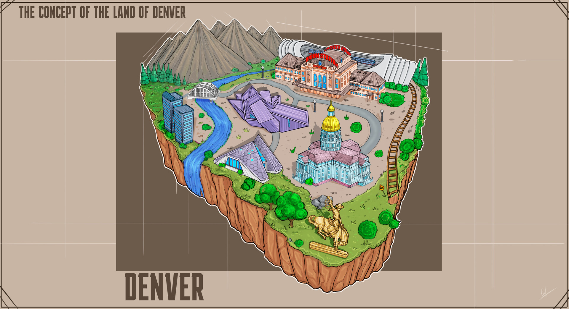ArtStation - Denver USA Land Concept for Beer Master 2020.