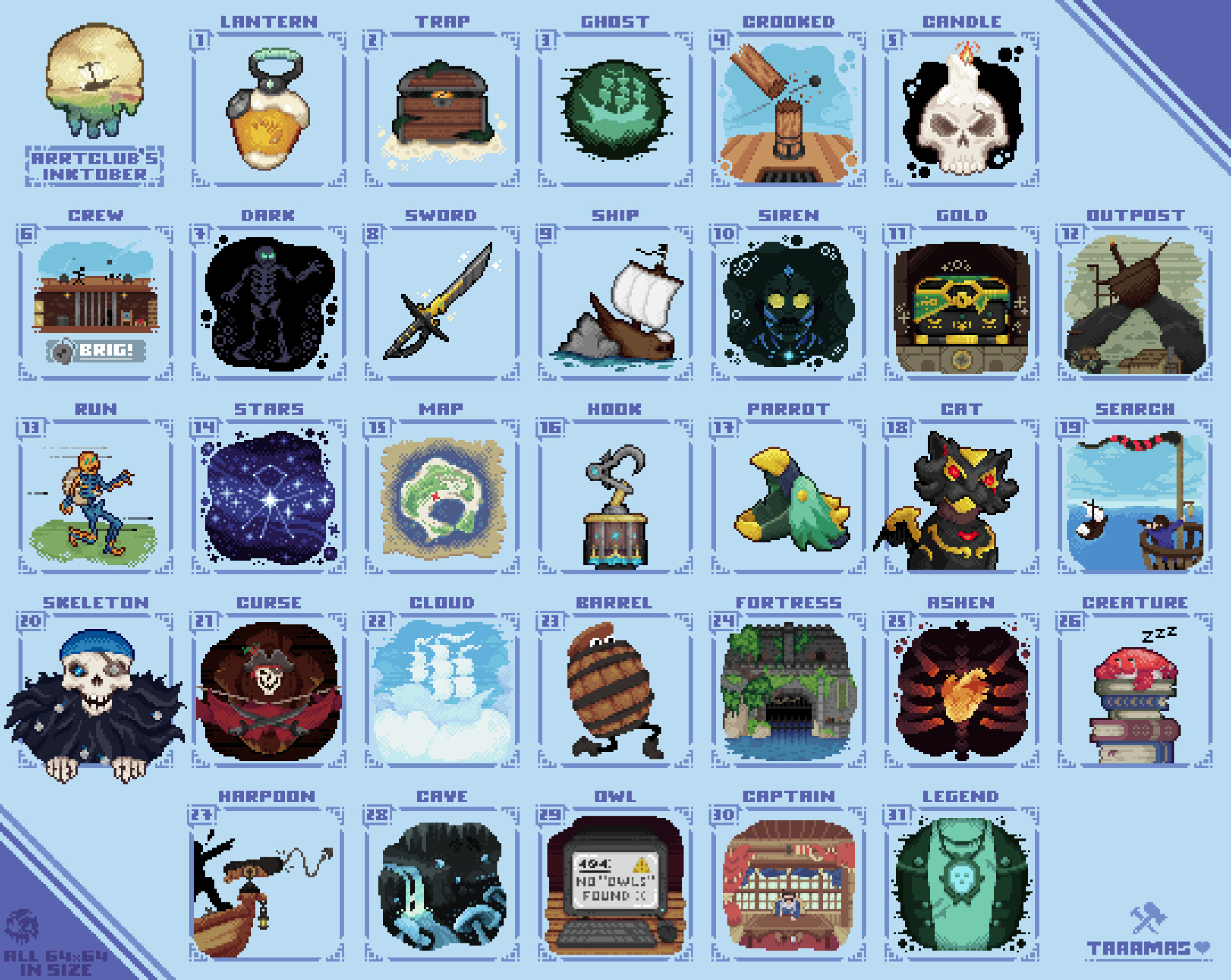 ArtStation - Sea of Thieves - ArrtClub's Inktober (Pixel Art Collage)