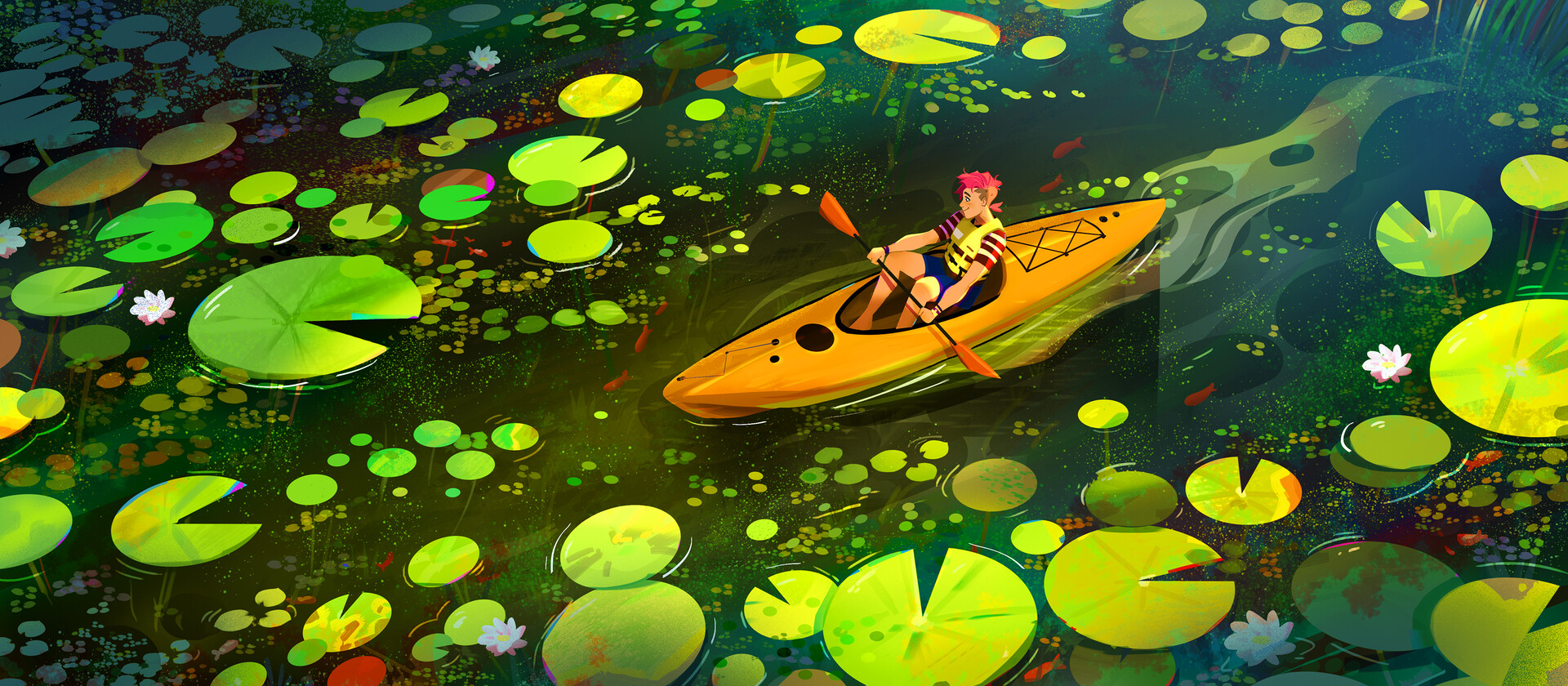 ArtStation - Kayaking through the lilypads