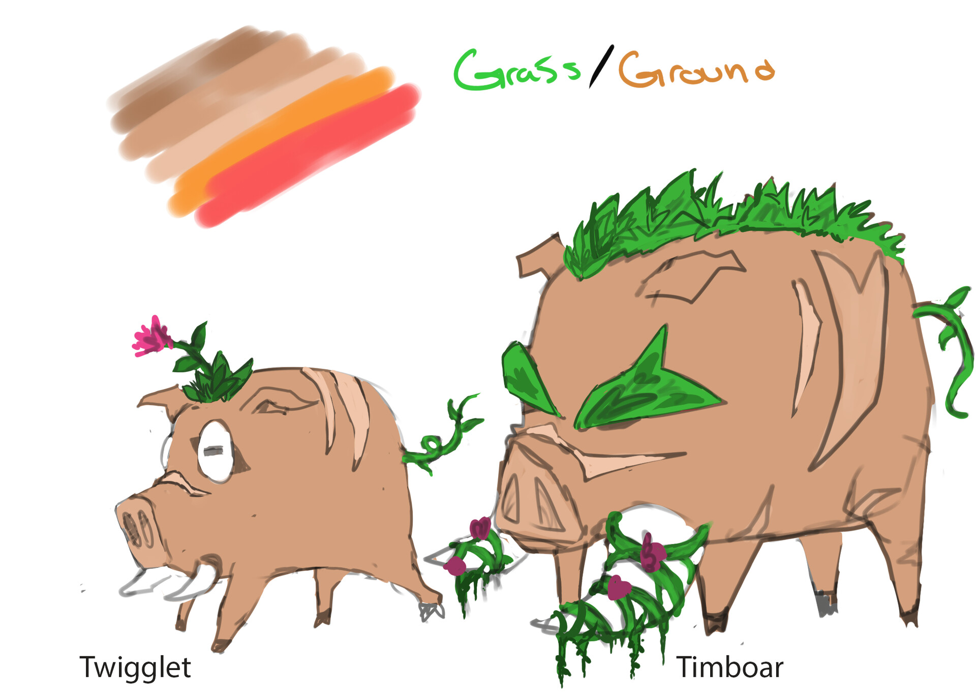 ArtStation - Grass/Ground type Boar fan Pokemon Concept