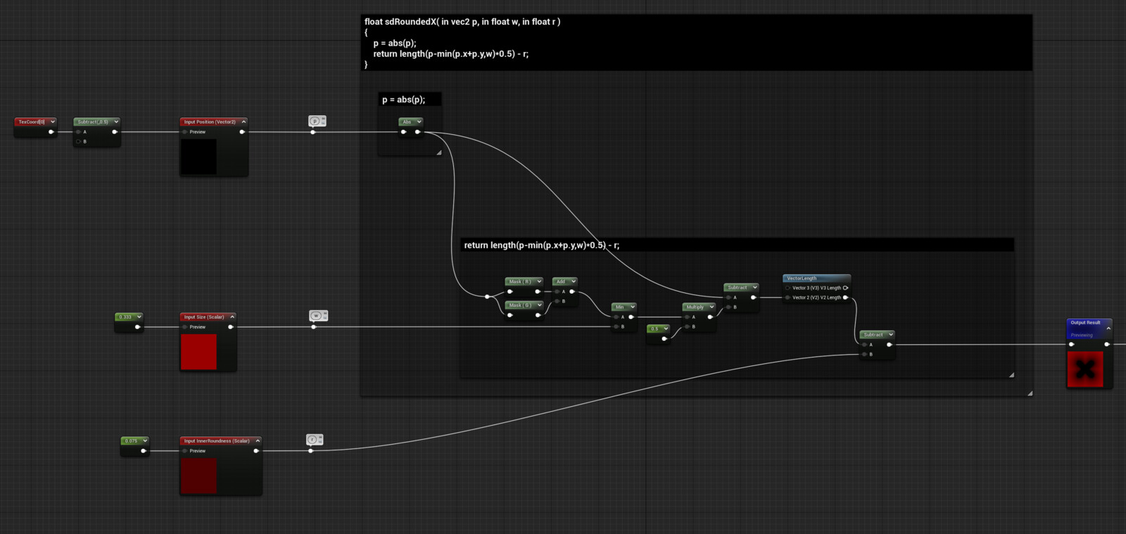 Fabrizio Bergamo - 2D SDF - Advanced Shapes - Material Function Library UE5