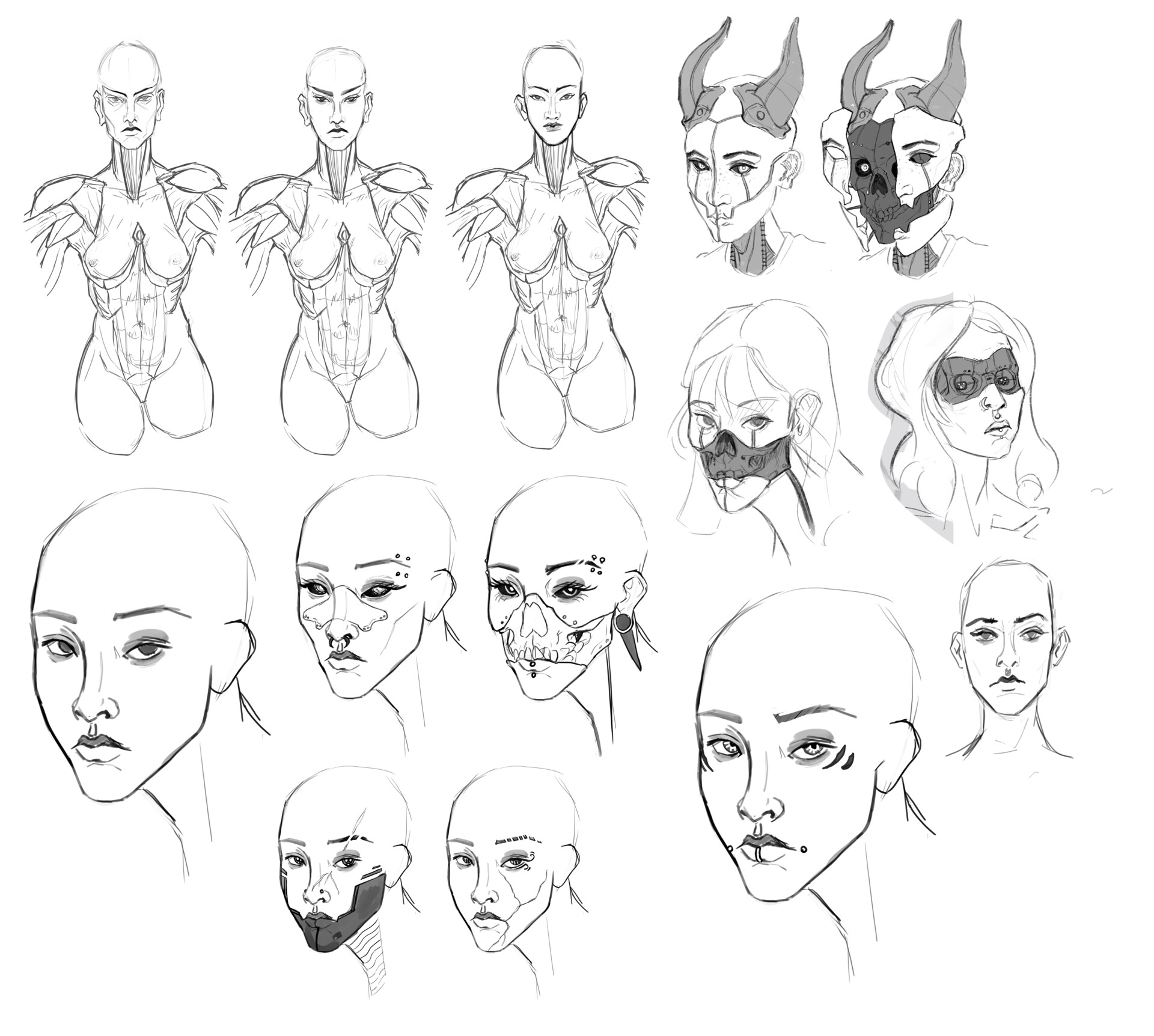 horror face drawing reference