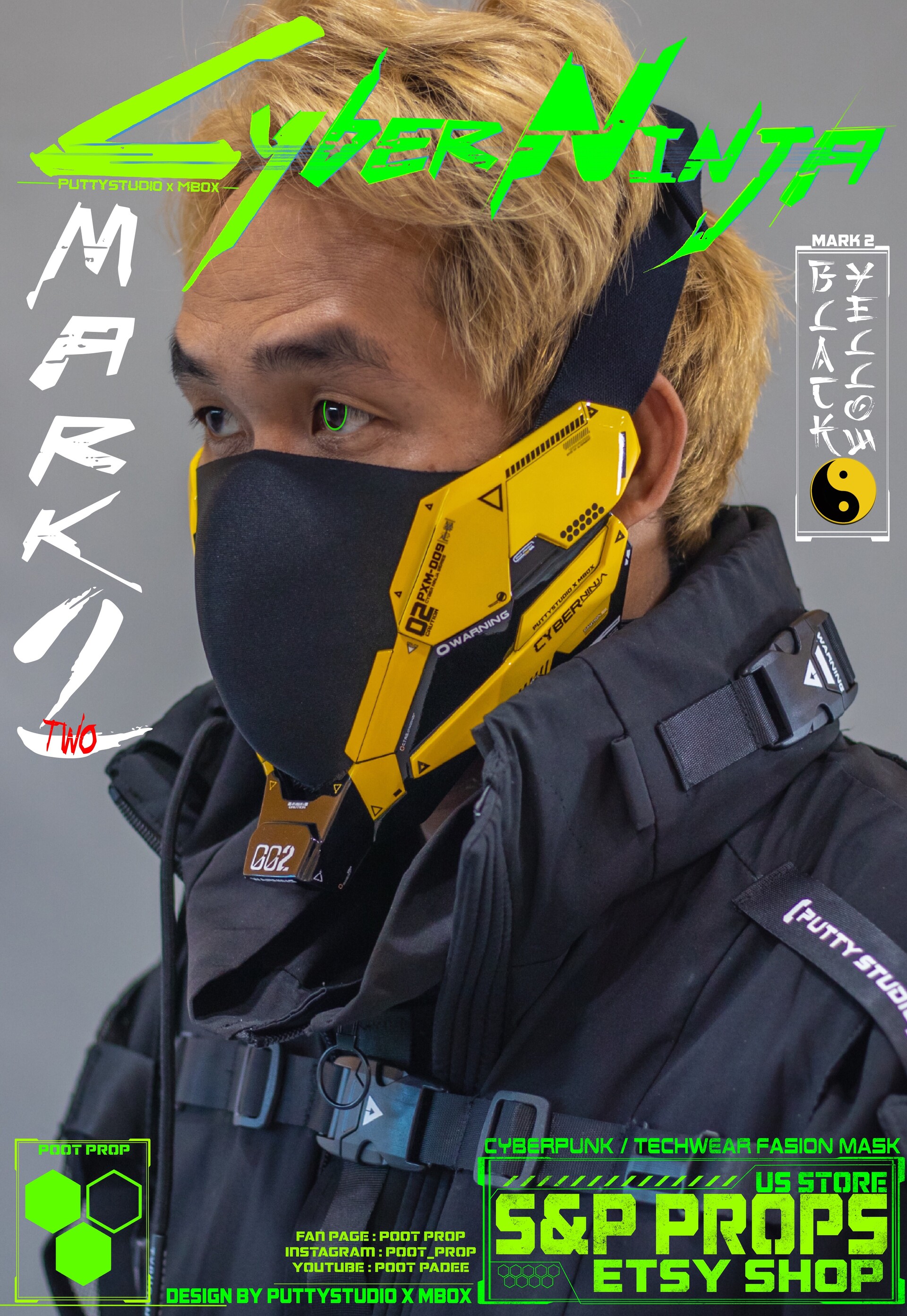 PUTTYSTUDIO - Cyber ninja mask mark 2 Cyberpunk and Techwear mask ...