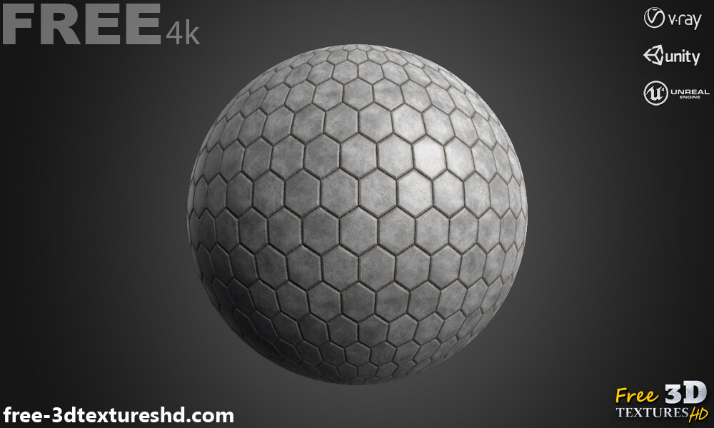 PBR Textures Free Download - Concrete Paving Hexagonal 3D Texture PBR ...