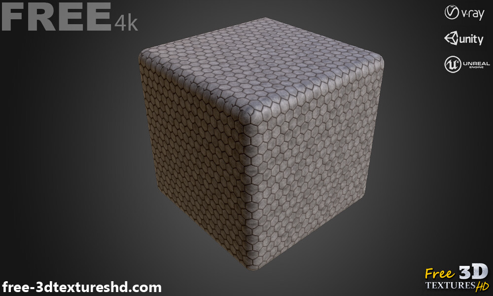PBR Textures Free Download - Concrete Paving Hexagonal 3D Texture PBR ...