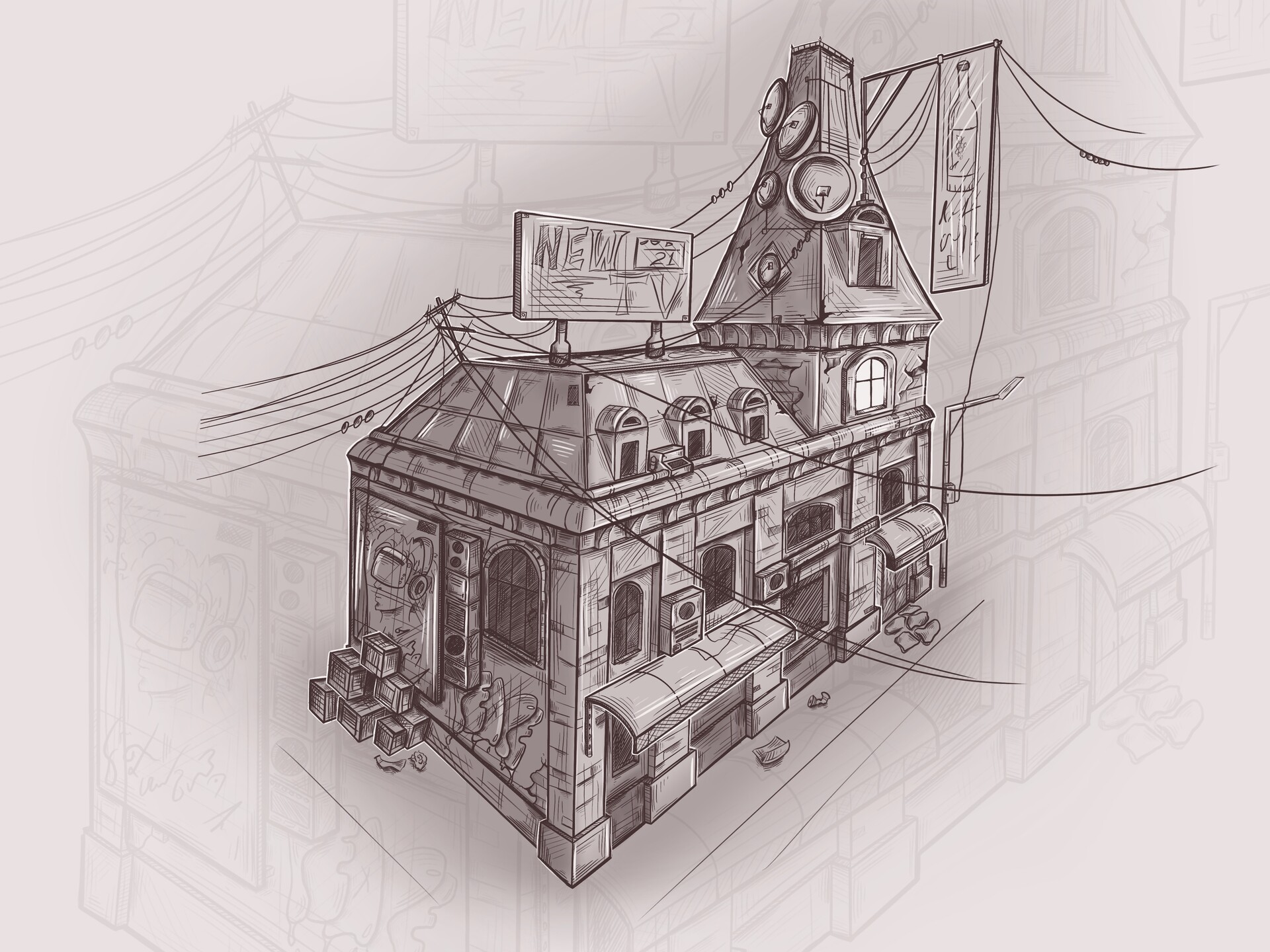ArtStation - Sketch of the house