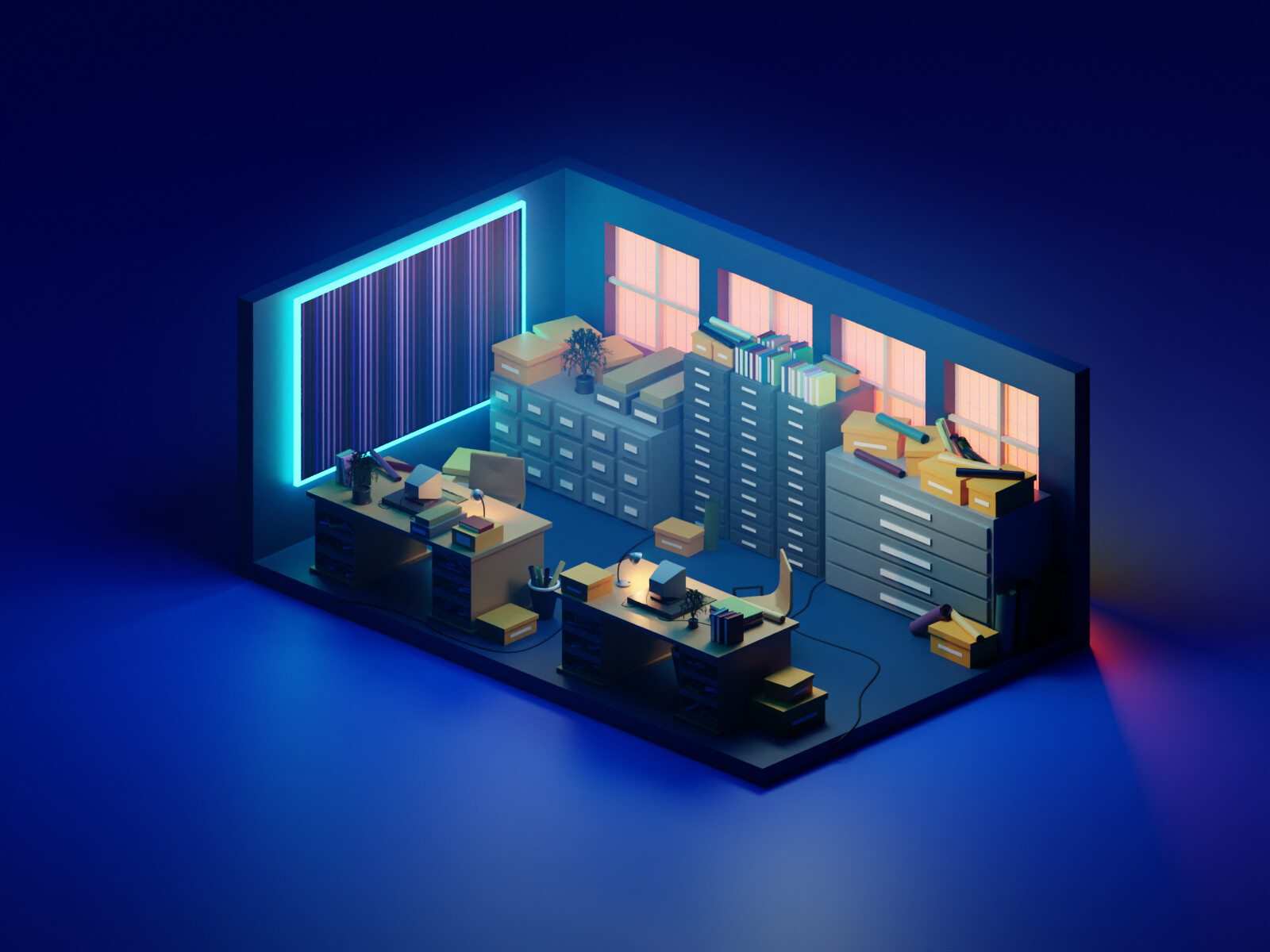 ArtStation - small office illustration