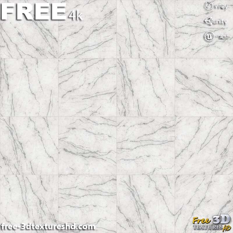 3D textures PBR free Download - White Marble Tiles 3d Texture PBR High ...