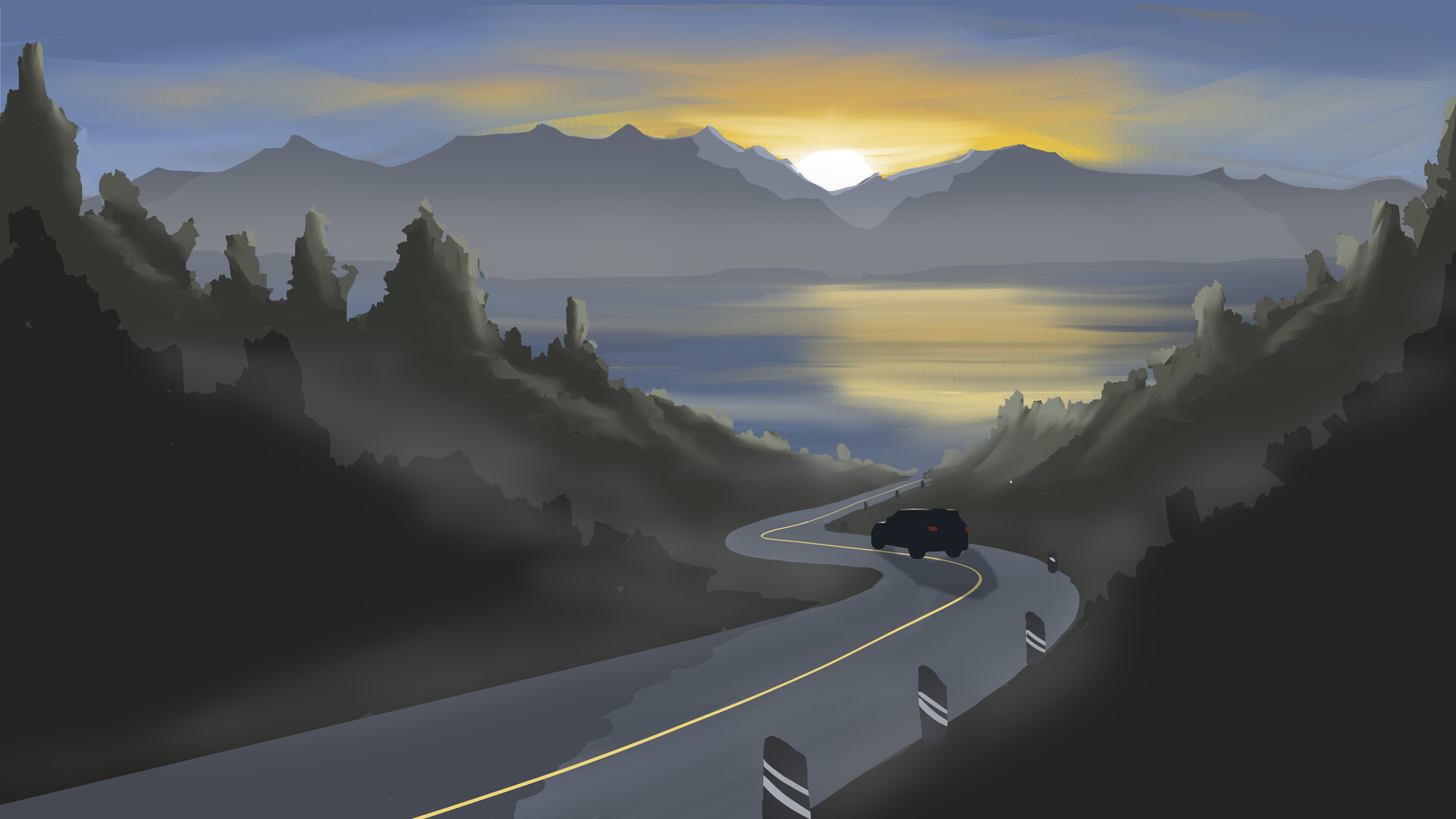 ArtStation - SUNSET ROAD