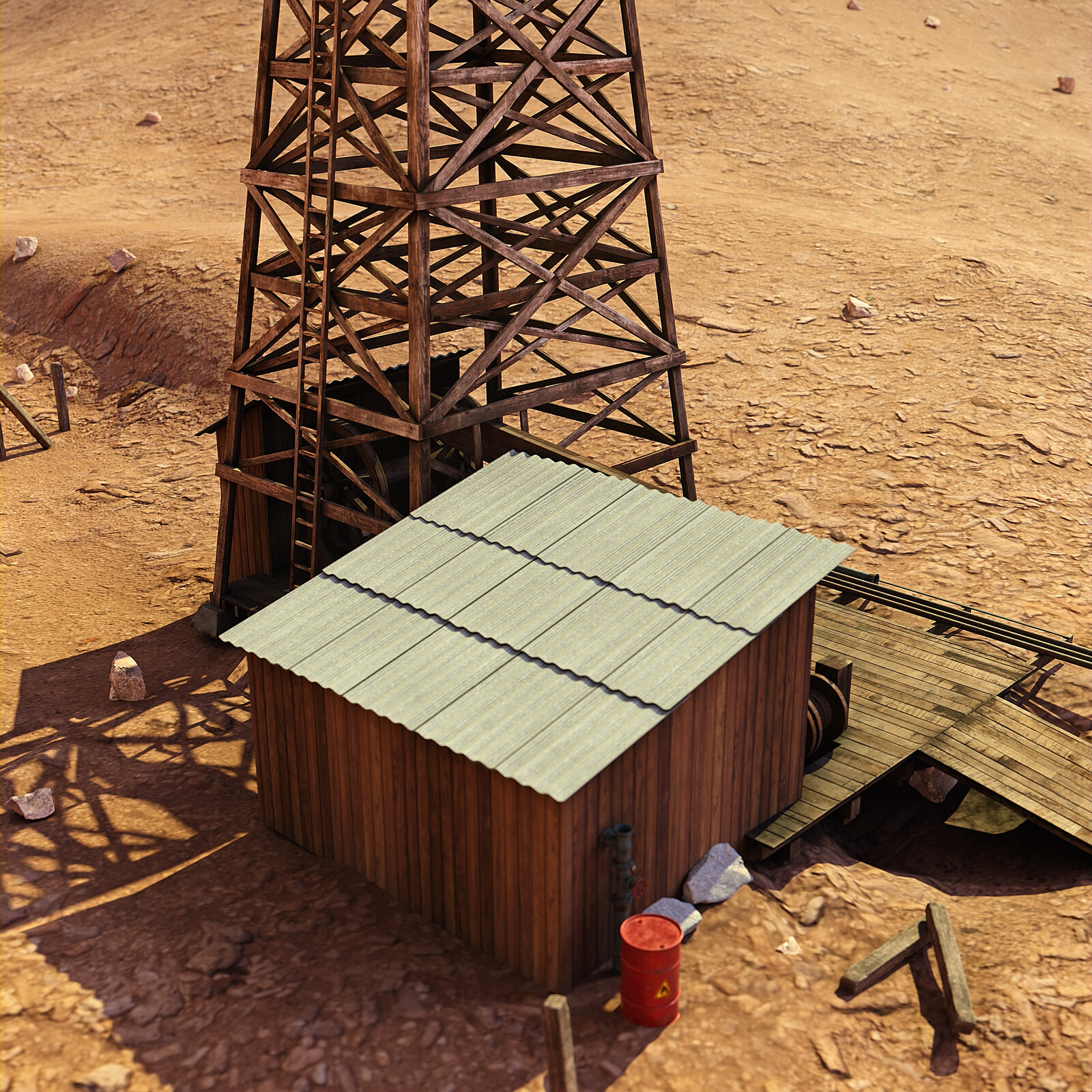 Alex Koronevskiy - 3d Modeling of an old wooden oil derrick