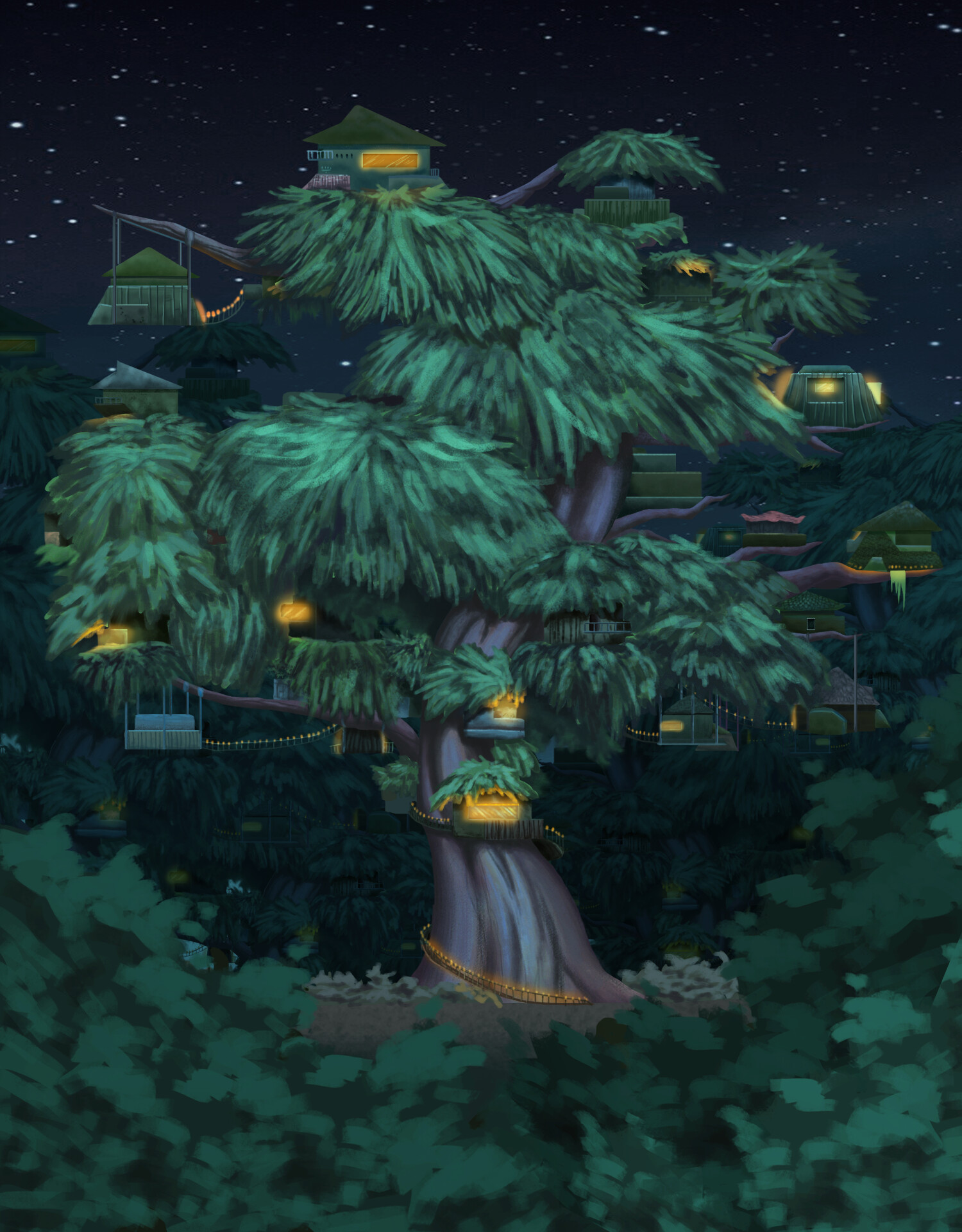 ArtStation - Batt ConceptArt #1 Tree House Complex