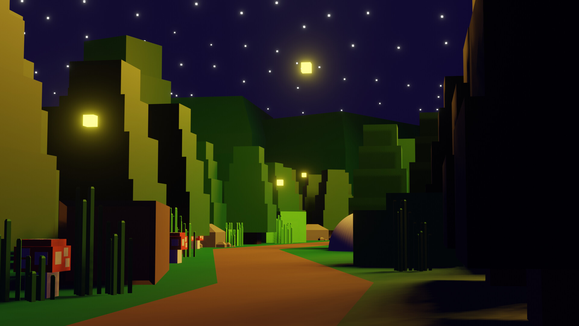 ArtStation - Blocky Forest Trail Scene