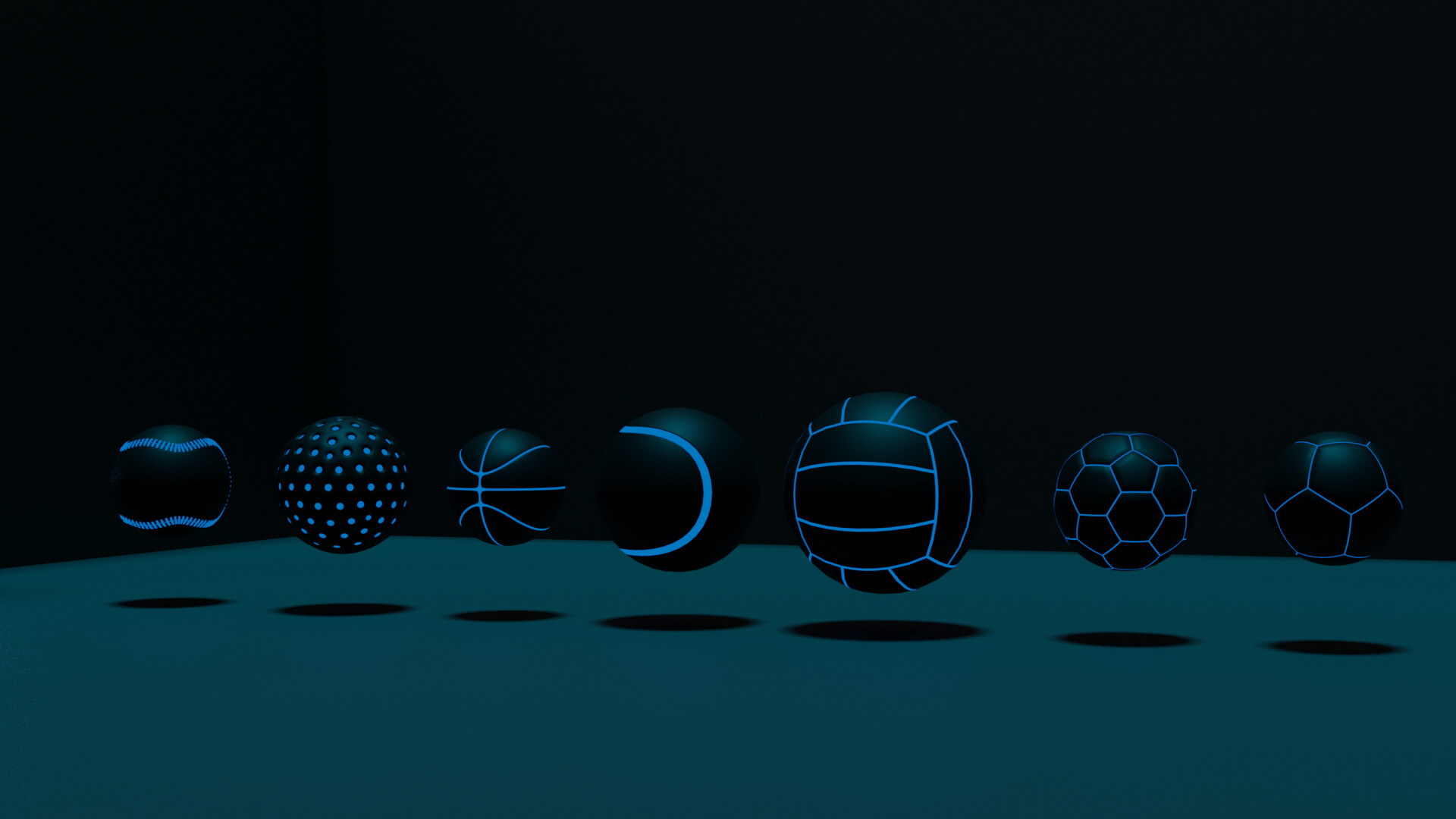 ArtStation - Black and Neon Blue Sports Balls