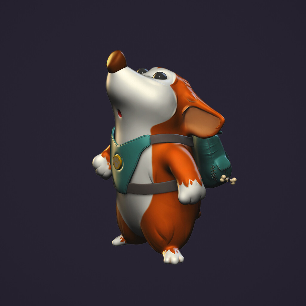 ArtStation - Cute Stylized Welsh Corgi Dog