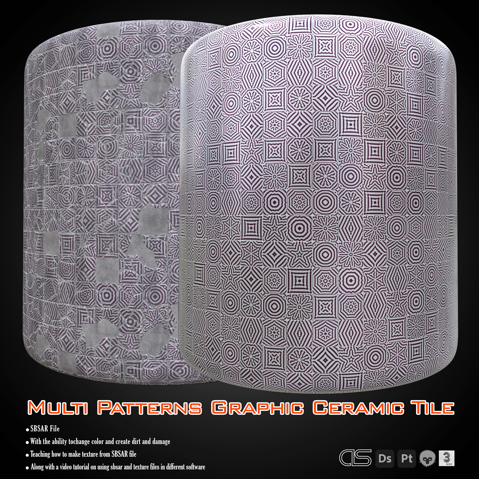 ArtStation - Multi Patterns Graphic Ceramic Tile + Learning how to use the SBSAR file