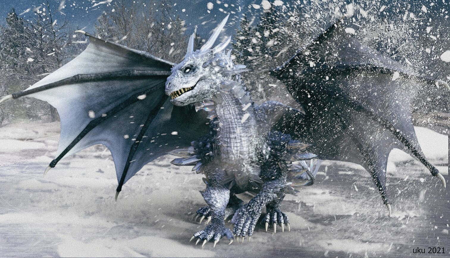 how to draw a realistic ice dragon