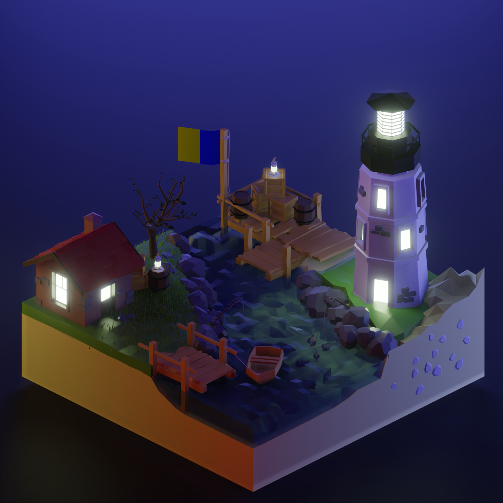 ArtStation - Lighthouse and a fisherman's hut