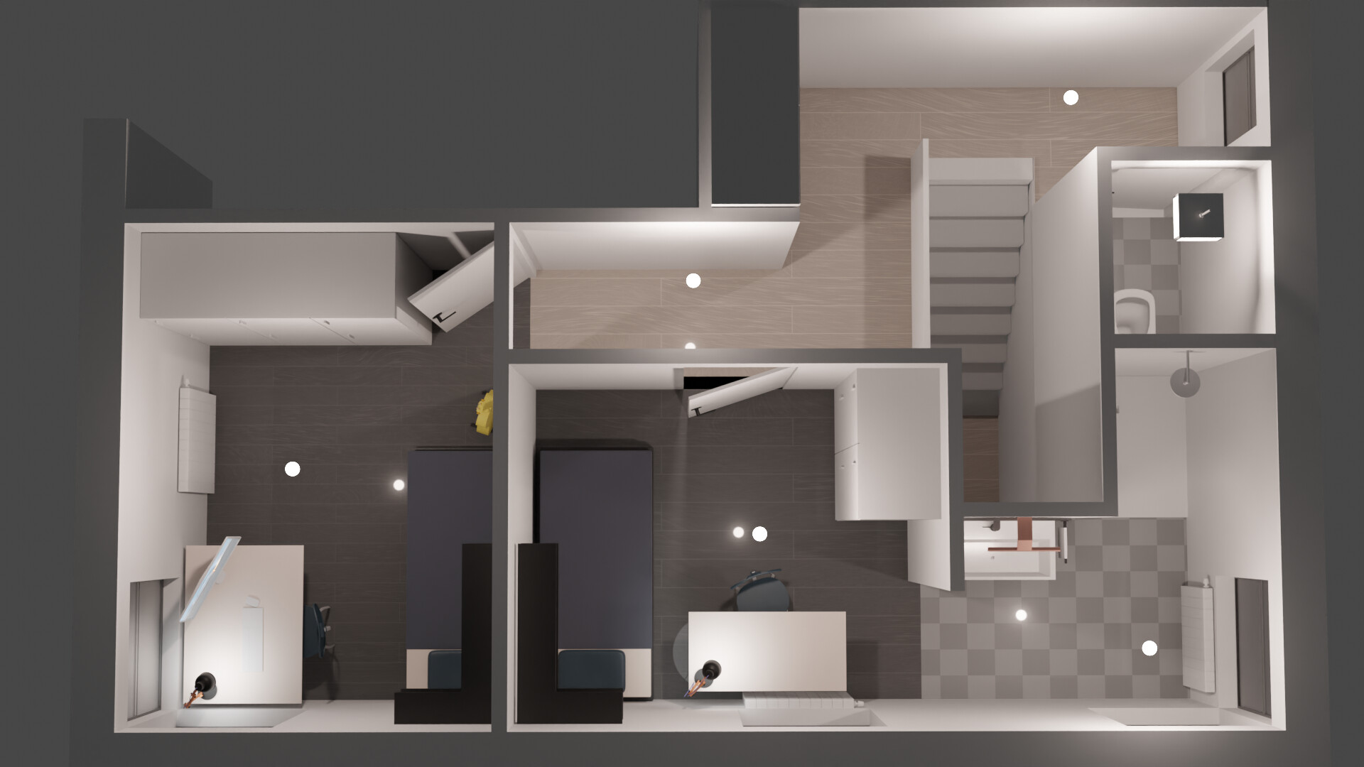 ArtStation - interior design - birds view on the to be attic