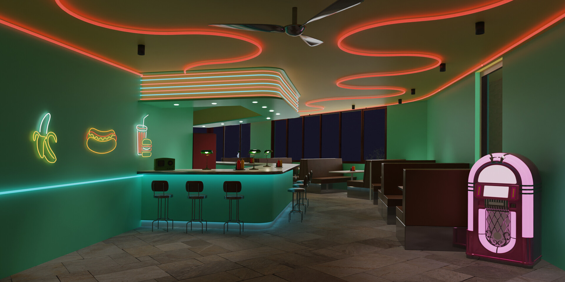 ArtStation - Retro restaurant design