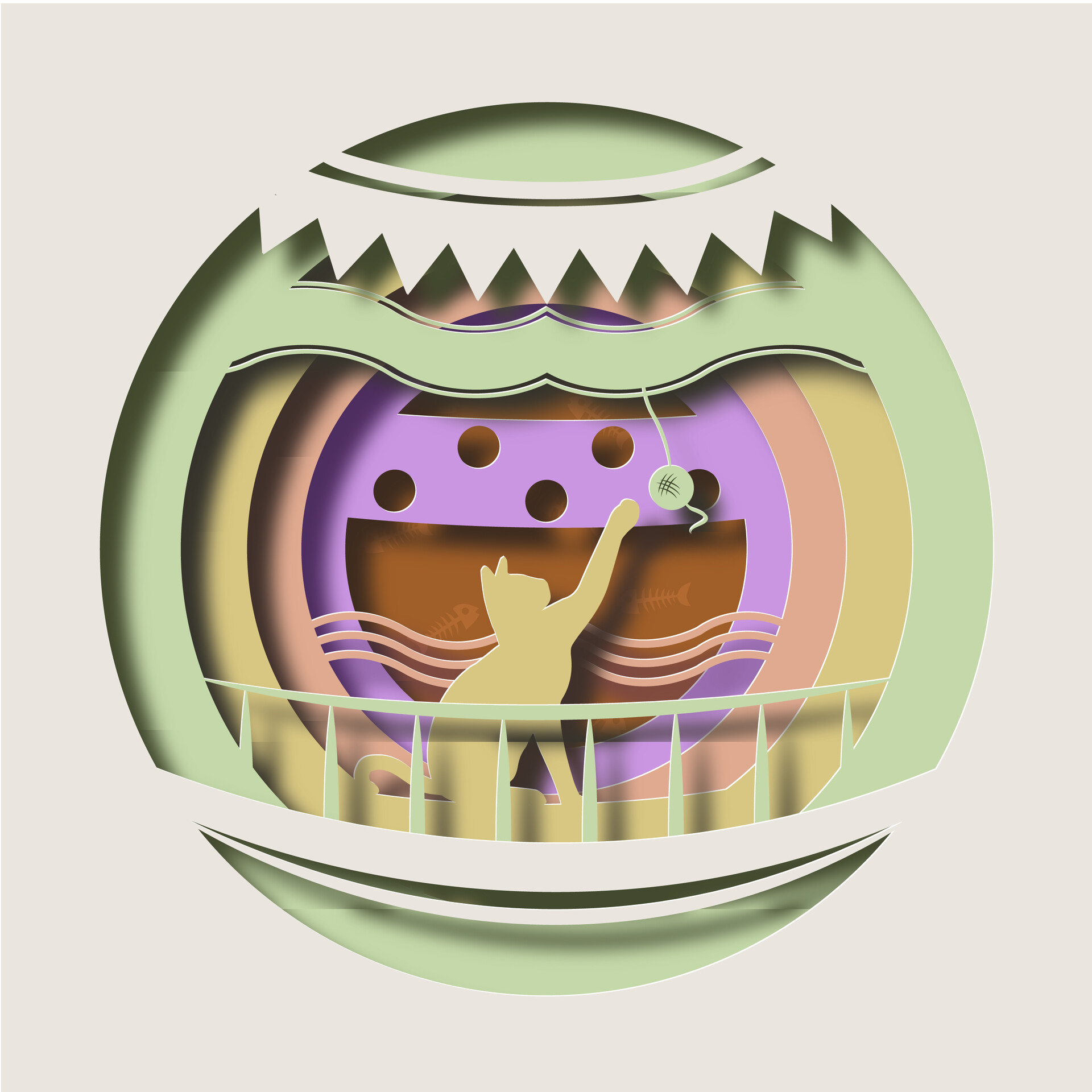 ArtStation - Kitty Paper Cut-Out Effect