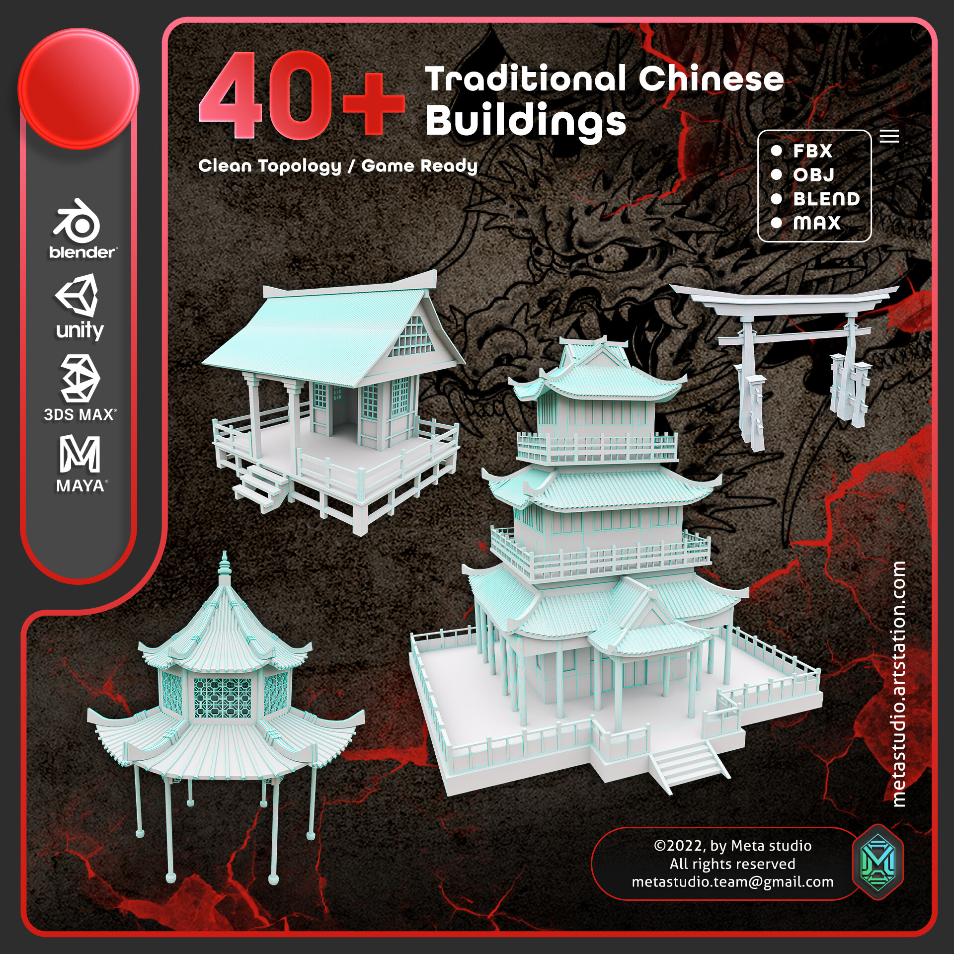 ArtStation - 40 Traditional Chinese Buildings