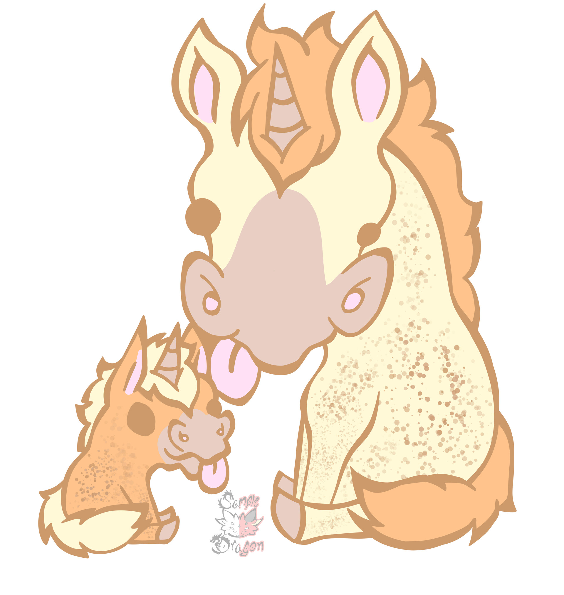 ArtStation - Derpy Unicorn Father and Son Coloring Page Free2Use