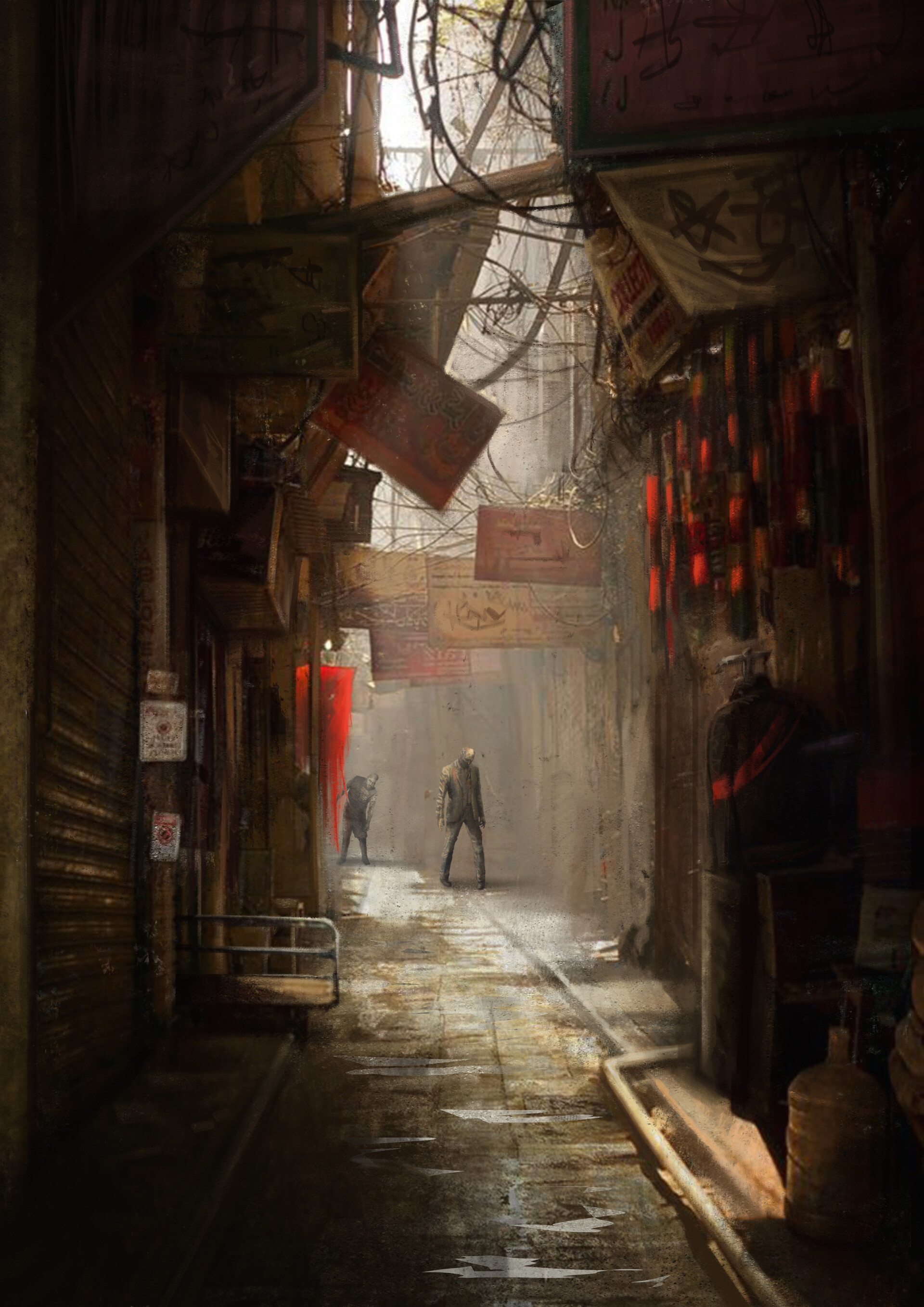 Liam Davey - Concept art frames - set in a zombie apocalypse.