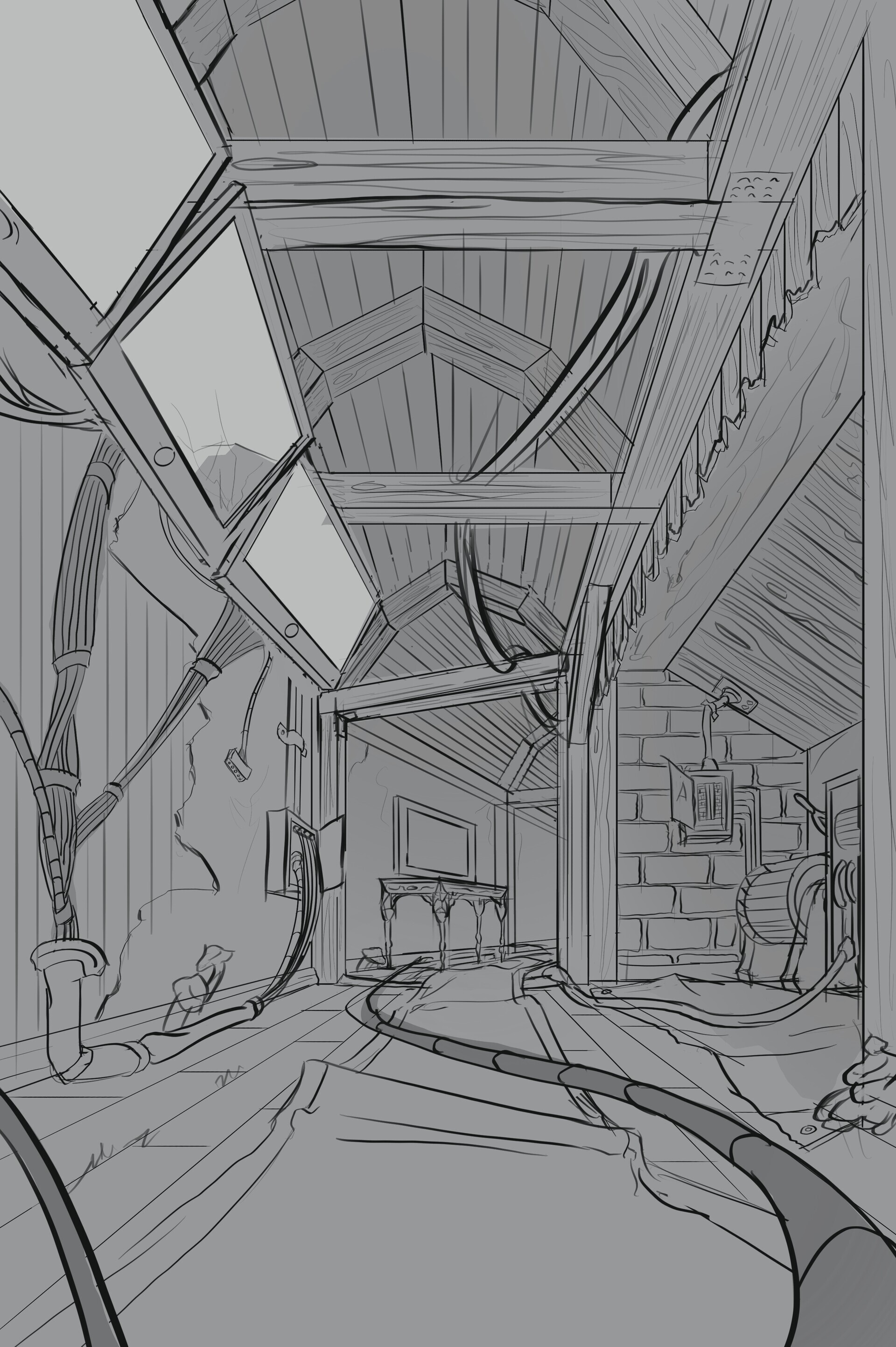 ArtStation - Hall way composition "end of the hall"