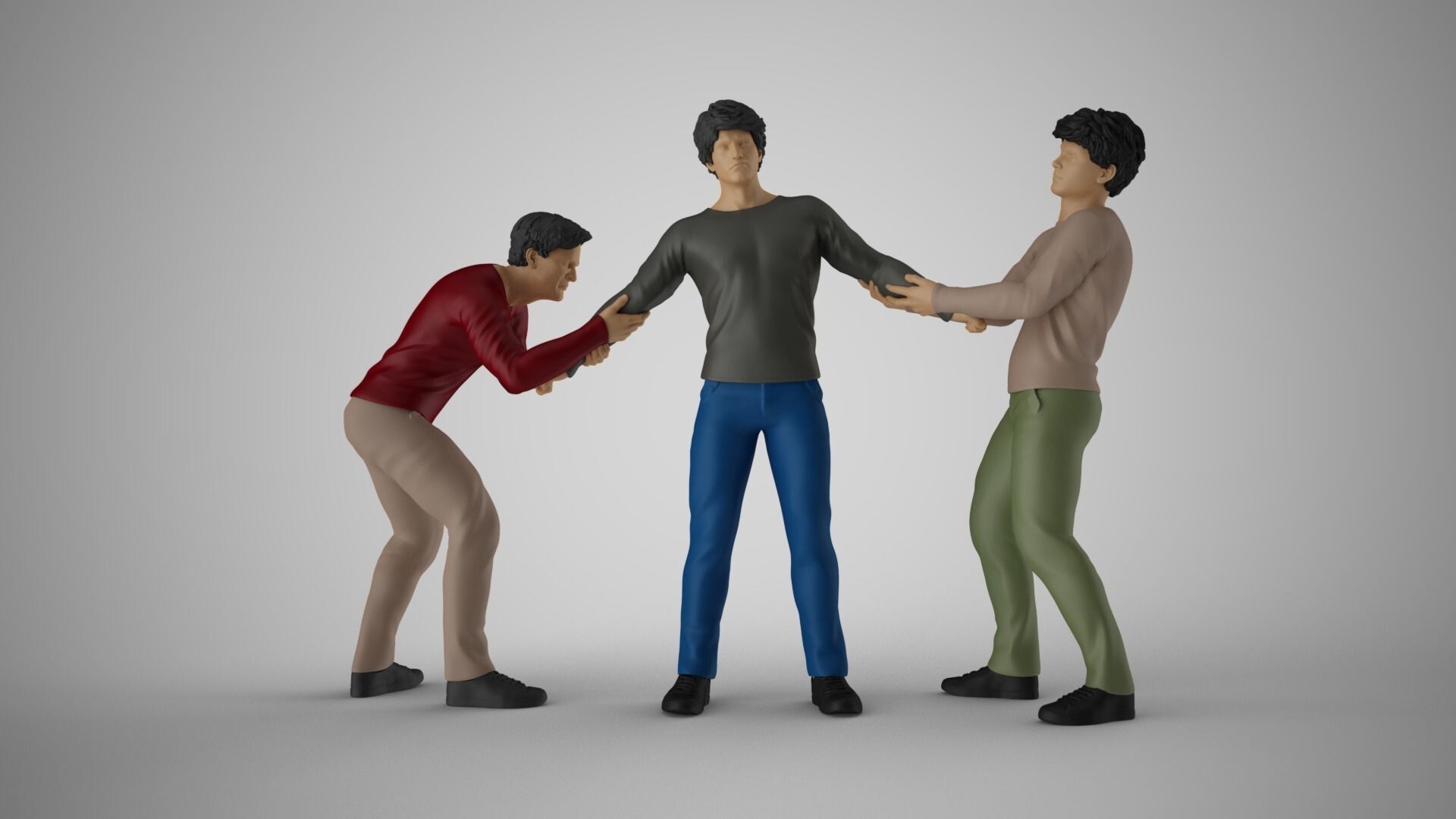 ArtStation - Two Men Tugging at Arms of Boy 3D Print Model