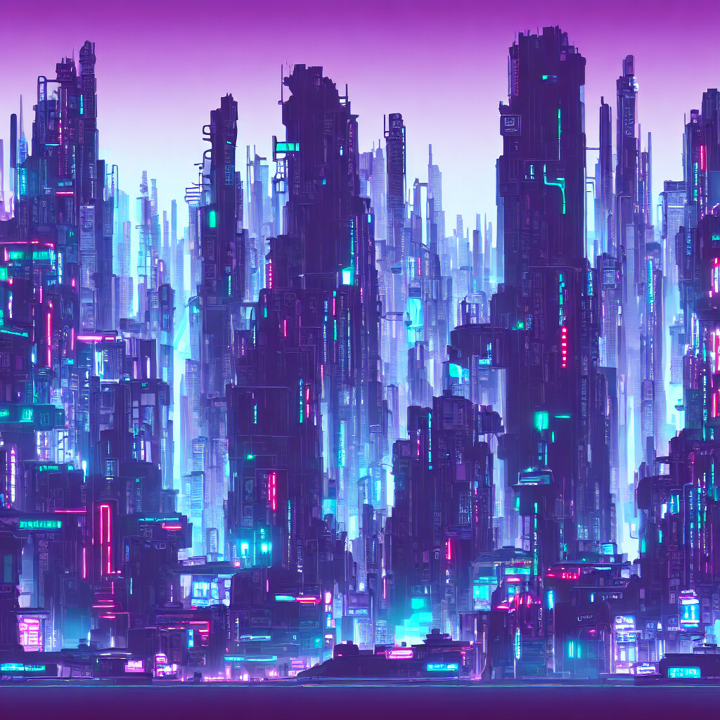 ArtStation - Digital painting of a cyberpunk city(AI ART)