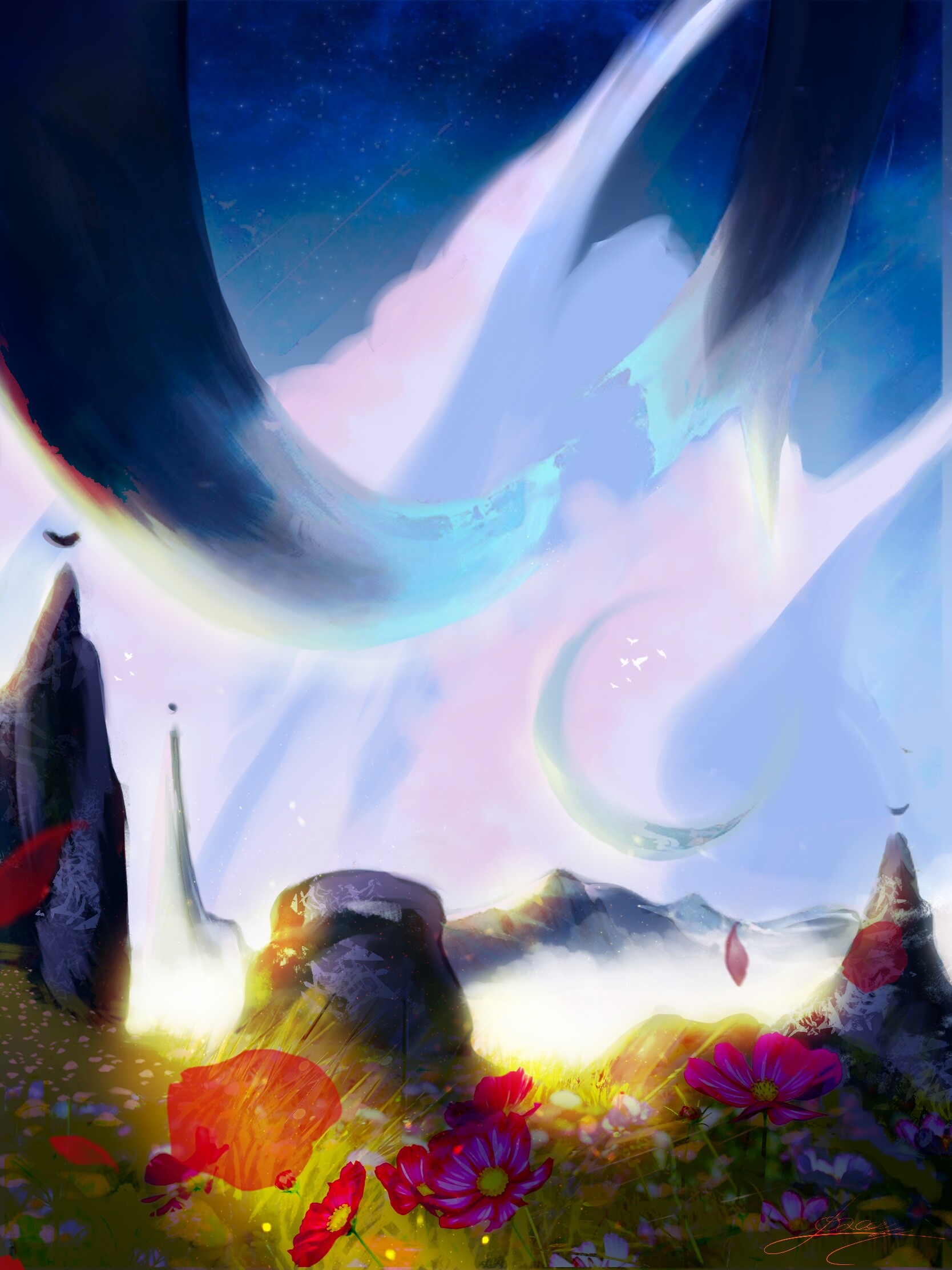 Loreen Koester - Environment Art Study #1 (of a Painting by Rossdraws "Skybreak")