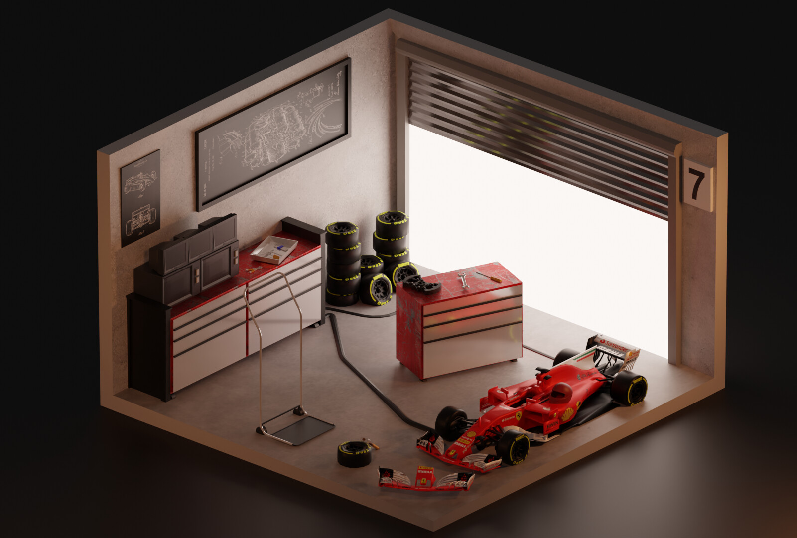 ArtStation - "F1 Garage" modeled with Blender.