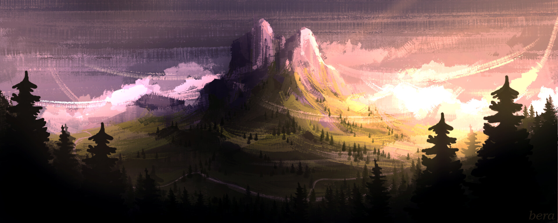 ArtStation - A peaceful landscape drawing