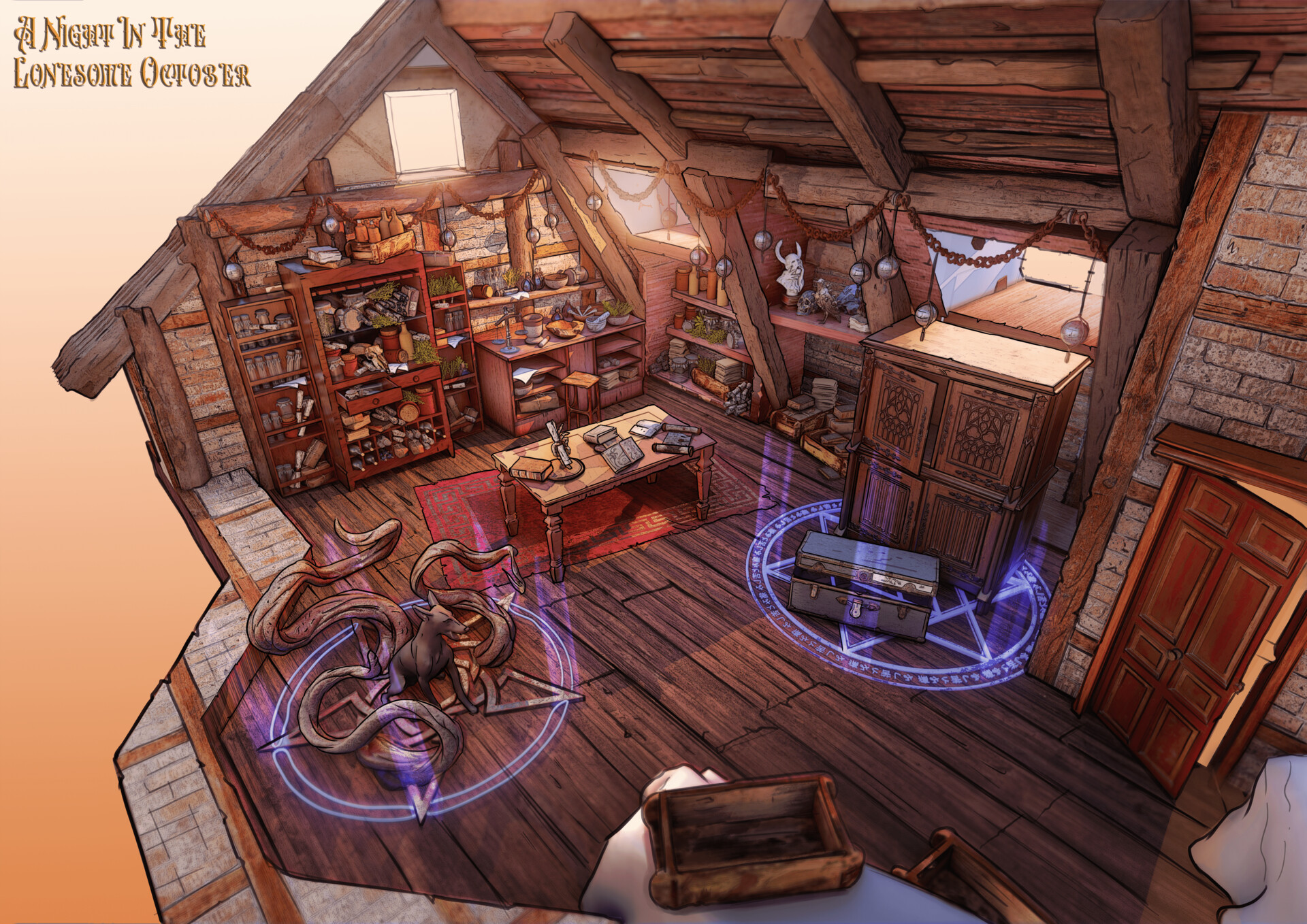 ArtStation - Jack's attic cutaway- A night in the Lonesome October
