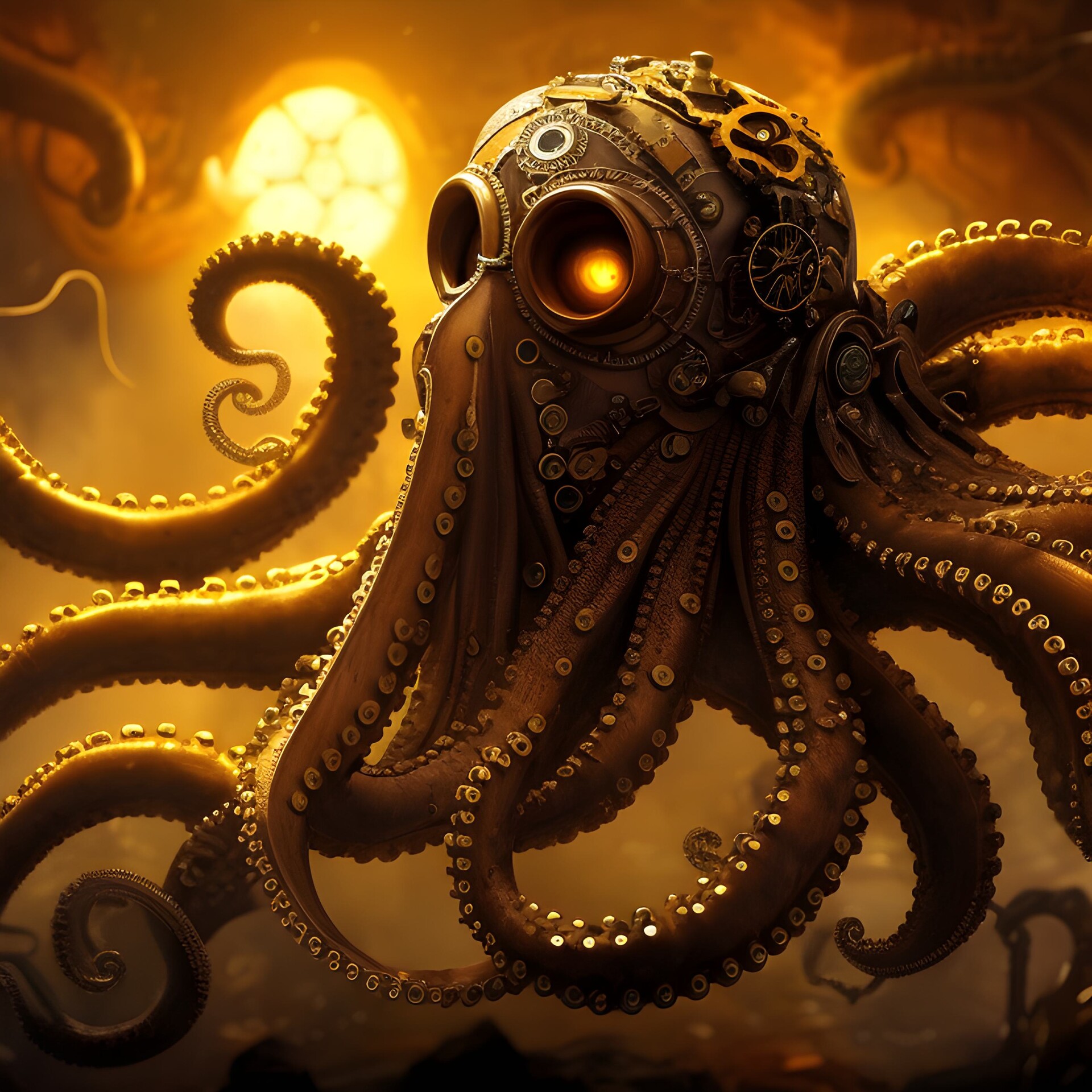 Steampunk Octopus Wallpaper