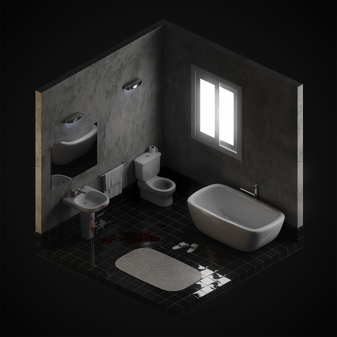 ArtStation - Dragged Out - Bathroom Murder Scene