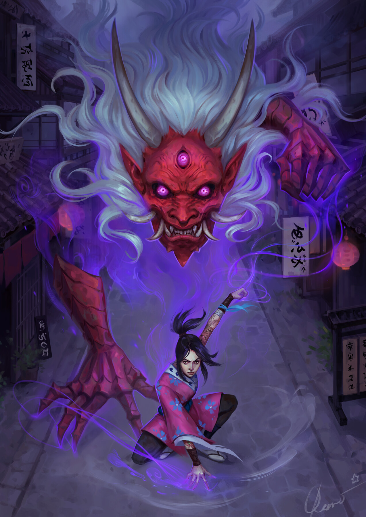 ArtStation - Girl and Demonic Spirit