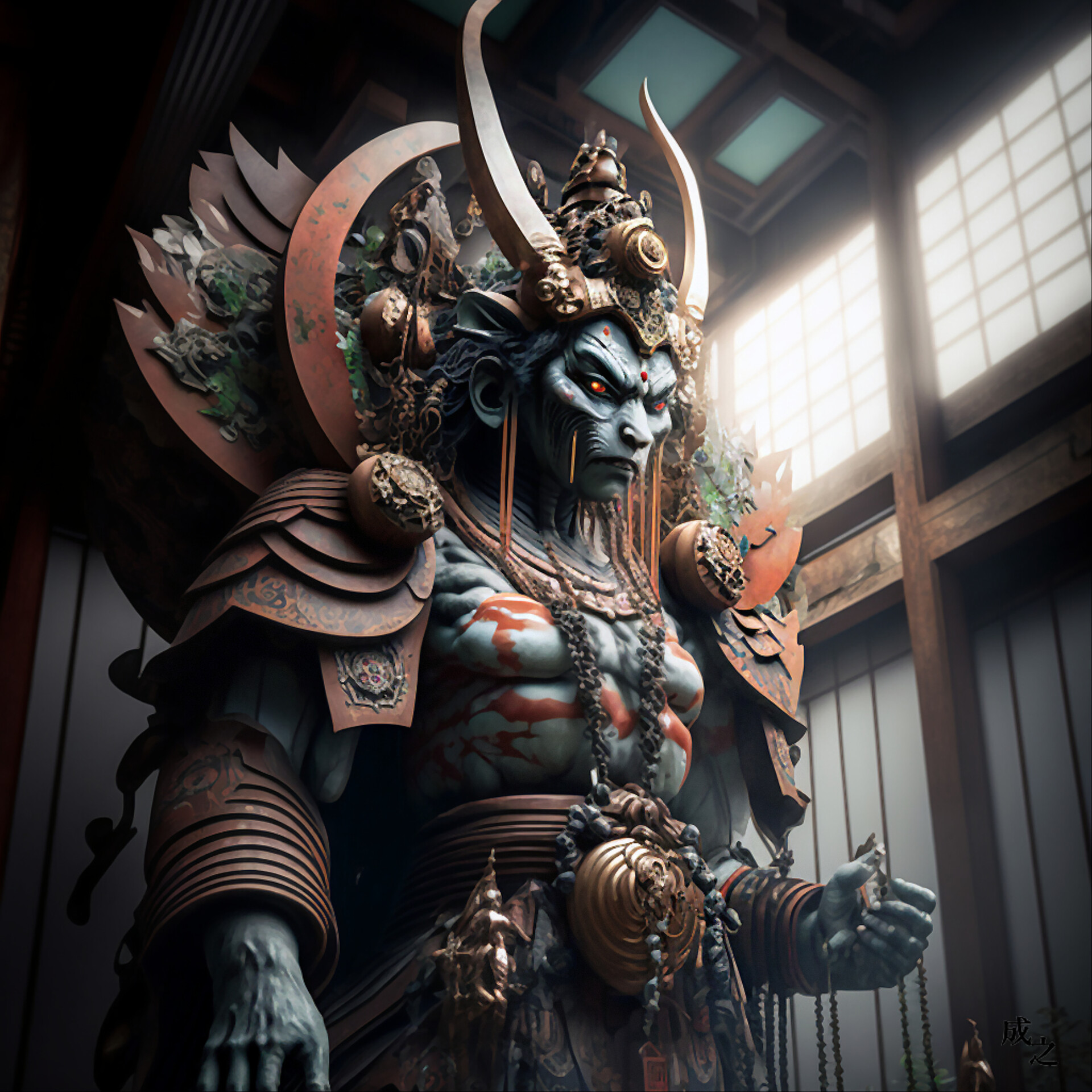 NARIYUKI SHIMAMOTO - Bishamonten ( Japanese guardian god of Buddhism )