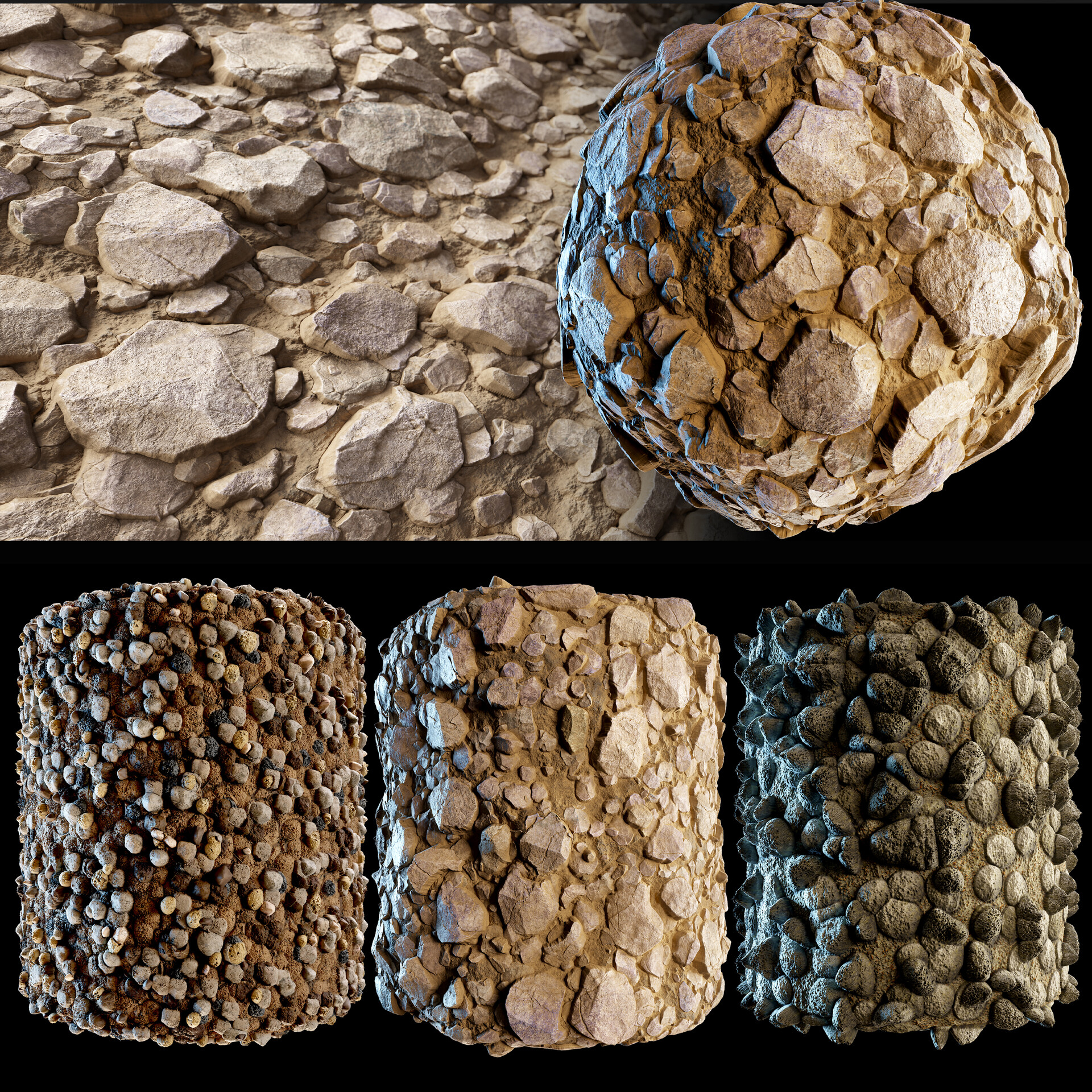 ArtStation - 3 Pebble Stone Material